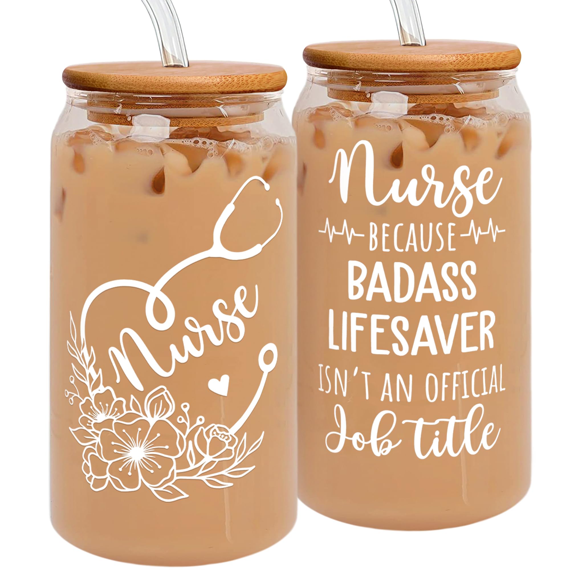 Nurse Gifts - Nurse Gifts for Women - Christmas Gifts for Nurses, Nurse Appreciation Gifts - Gifts for Nurses, Nursing Gifts, Nurses Gifts - Nurse Practitioner Gifts for Women - 16 Oz Can Glass