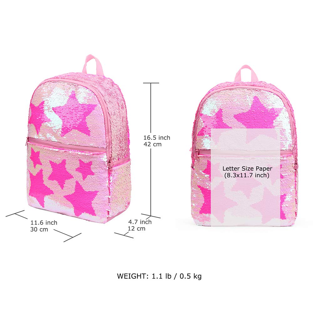Le Vasty Sequin School Backpack for Girls Boys Kids Cute Kindergarten Elementary Book Bag Bookbag Glitter Sparkly Back Pack One_Size