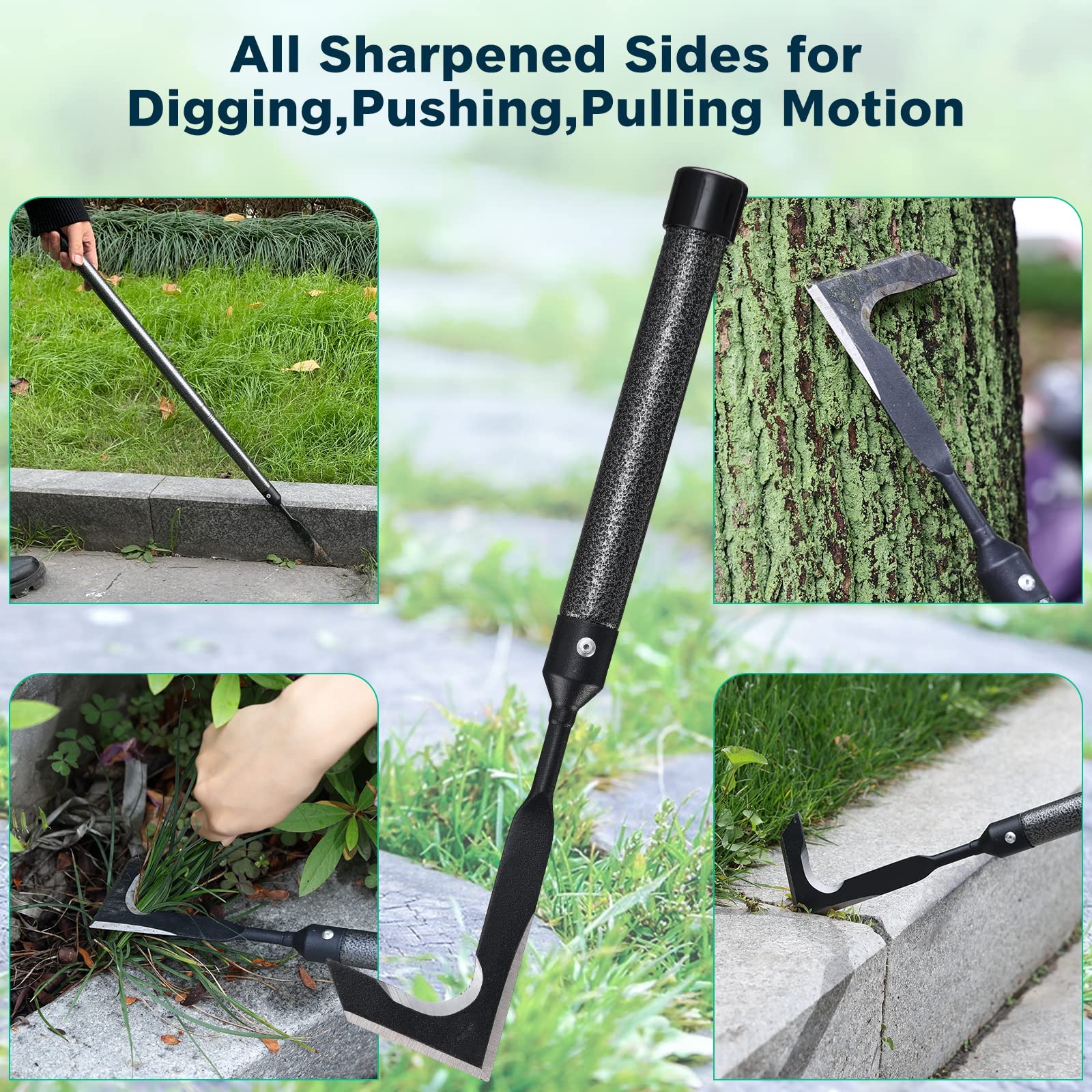 Lilyvane Crack Weeder, Manual Crevice Weeding Tool Weed Puller with 29β Handle for Sidewalk Paver Deck Boards, Crack Weeder Crevice Weeding Tool Metal Handle