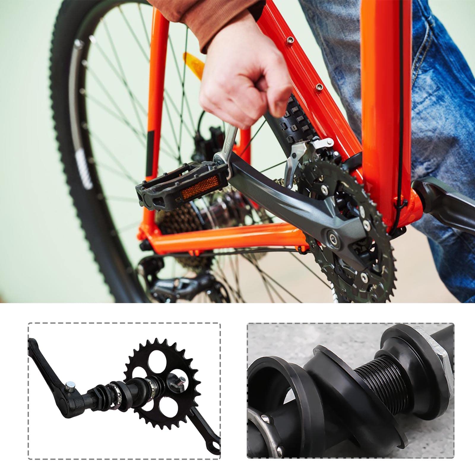 Micro Traders Bottom Bracket Set Mountain Bike Road Bike 148mm Length 15.8 Diameter Bottom Bracket Set with Bottom Bracket Cup Ball Bearing