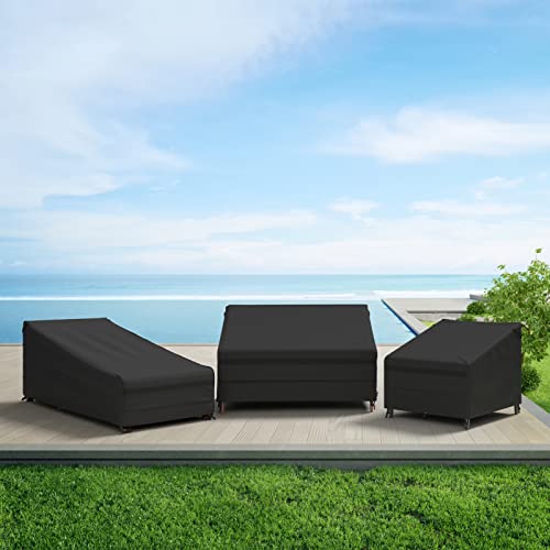 MR. COVER Heavy Duty 600D Stackable Patio Chair Cover, Fits 4-6 Stackable Dining Chairs, 28W x 36D x 45 H Inches, Waterproof & UV-Protection, Classic Black