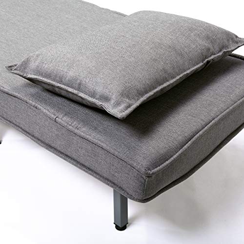 JAXPETY Sofa Bed Folding Arm Chair Single Sleeper Bed Chair, Leisure Recliner Lounge Couch w/Pillow and 5 Position Adjustable Backrest for Home Office, Gray