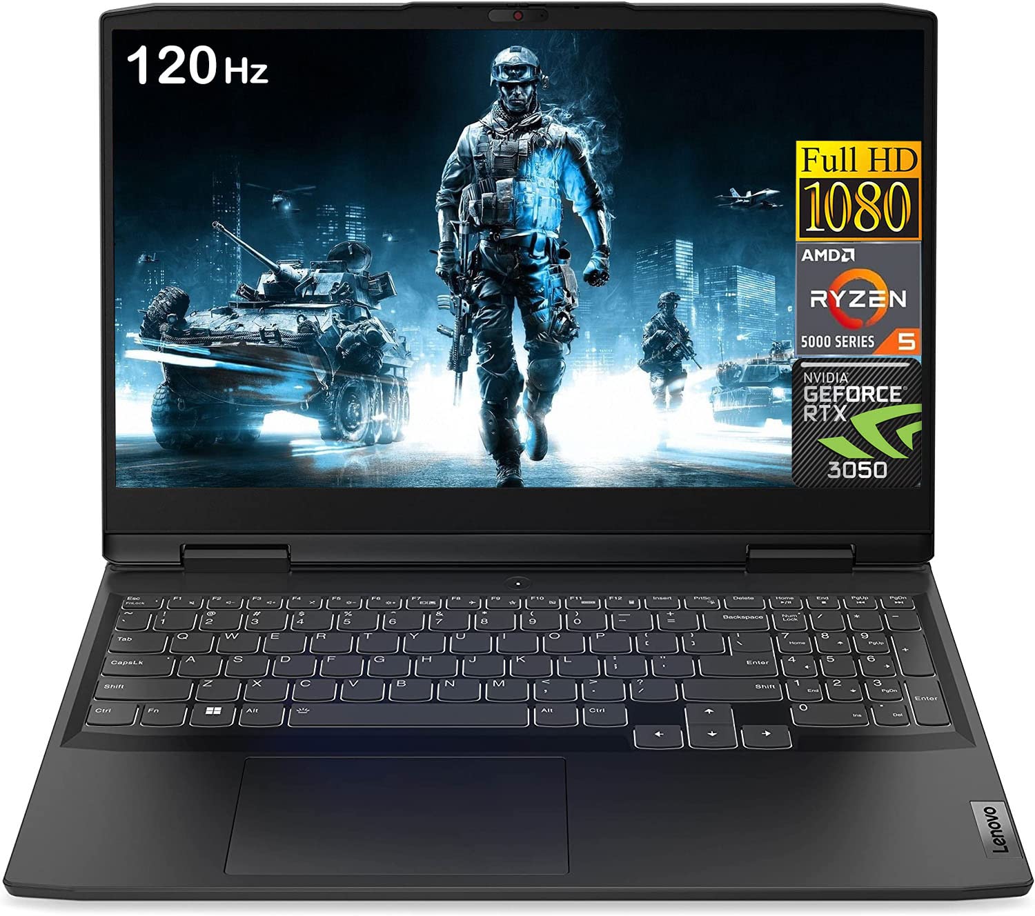 Lenovo IdeaPad 3 Gaming Laptop, NVIDIA GeForce RTX 3050, AMD Ryzen 5 6600H(Beat i5-12400F), 32GB DDR5 RAM, 1TB SSD, 15.6 Inch FHD Display, Wi-Fi, Windows 11 Home, Bundle with JAWFOAL