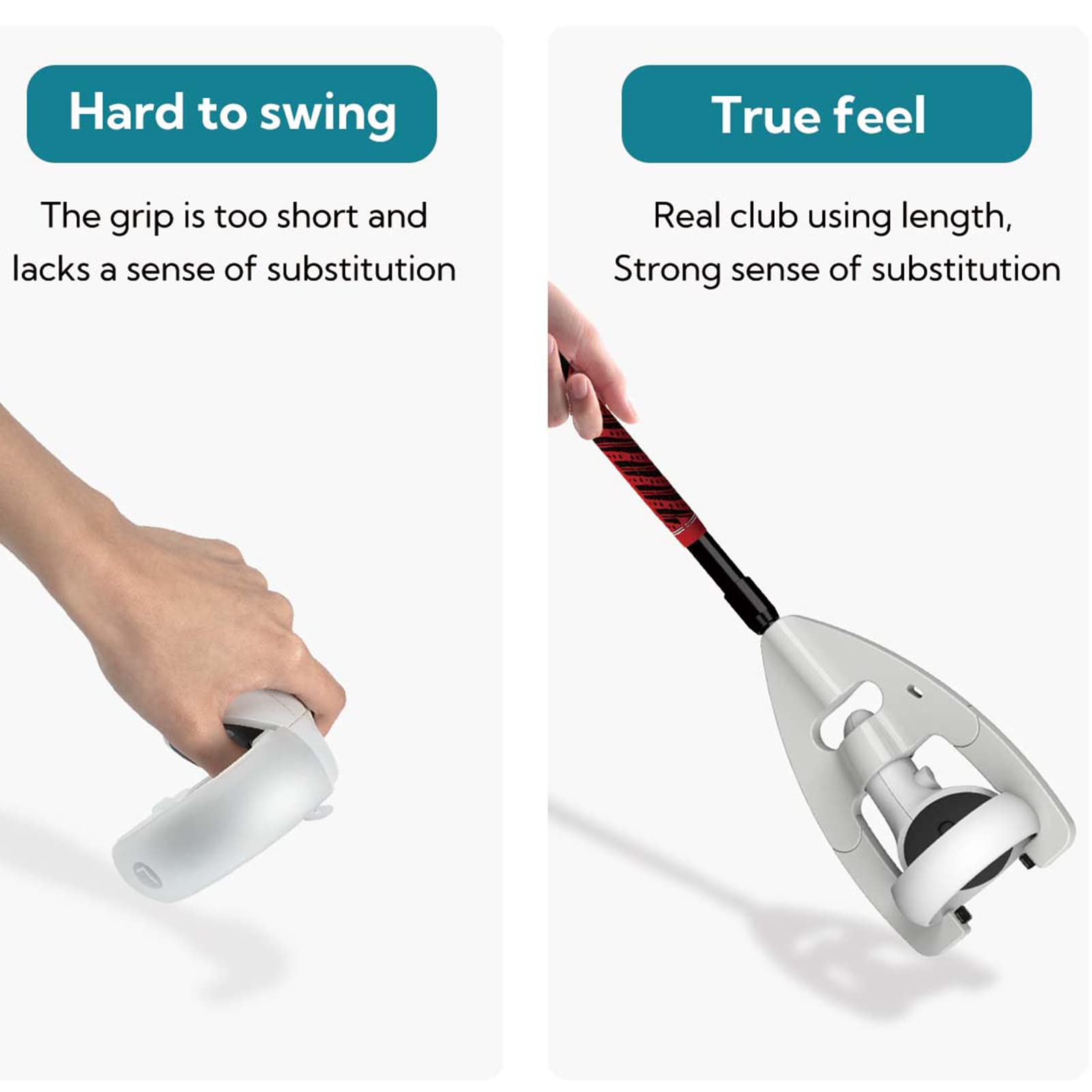 Okaycat Golf Club Handle for Oculus Quest 2 Accessories, Golf Club Adapter Compatible with Meta Quest 2 Upgraded Fixed Clasp and Counterweight to Protect Controller