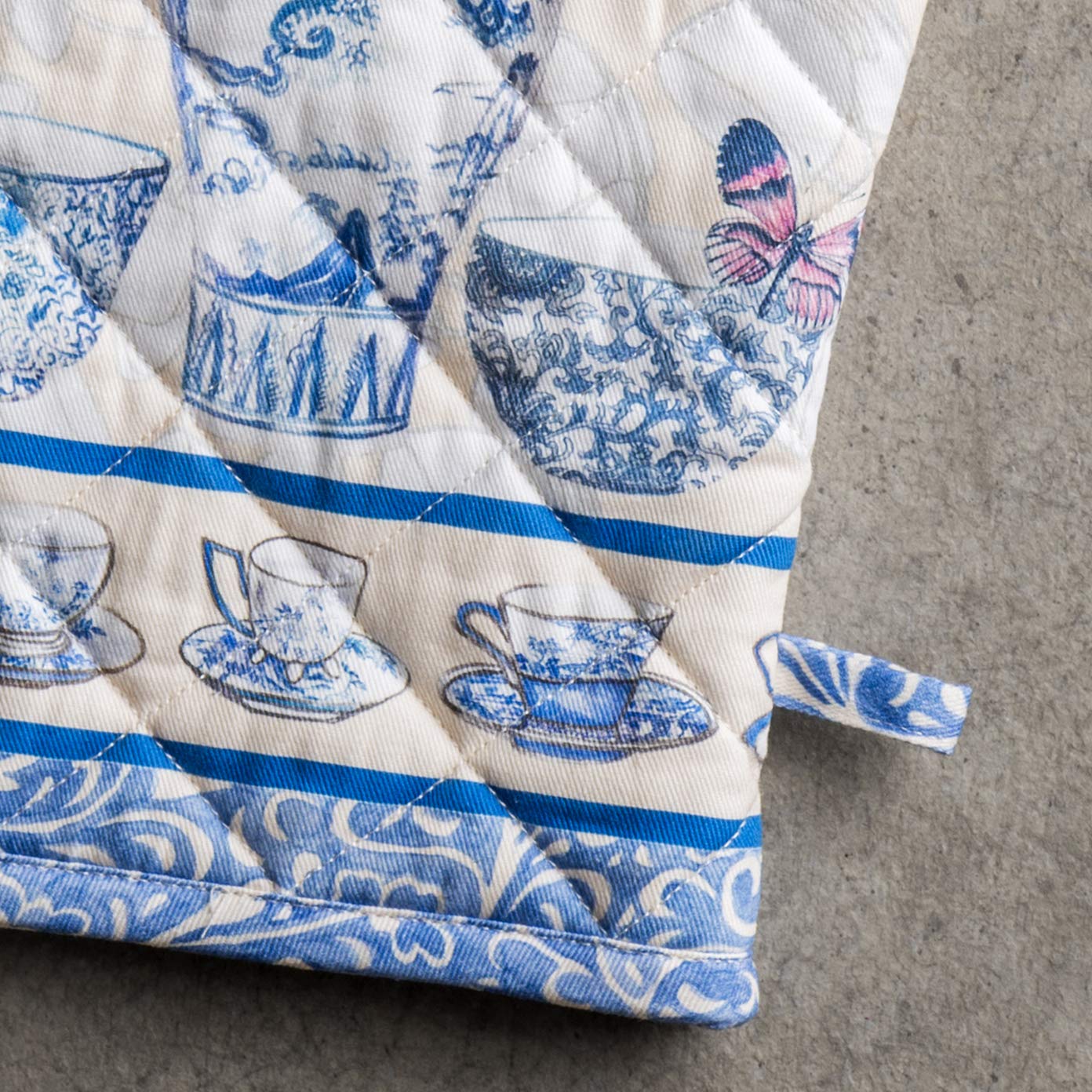 Maison d' Hermine Oven Mitt + Pot Holder 100% Cotton Heat Resistant Kitchen Oven Gloves (7.5"x13") & Hot Pads (8"x8"), Chef, Women & Men Parties, Birdies On Wire - Spring/Summer