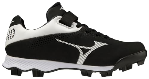 Mizuno Wave Lightrevo Youth Baseball Shoe, Black-White, 13
