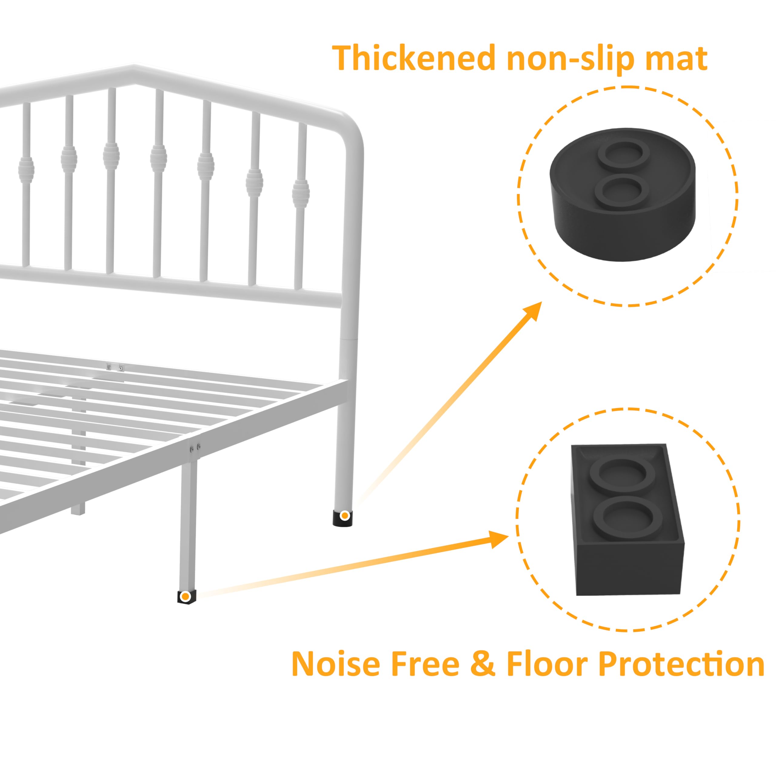 Yitong Angel 14 Inch Classic Metal Platform Bed Frame Mattress Foundation with Victorian Style Iron-Art Headboard and Footboard/Under Bed Storage/No Box Spring Needed/Twin Size Black