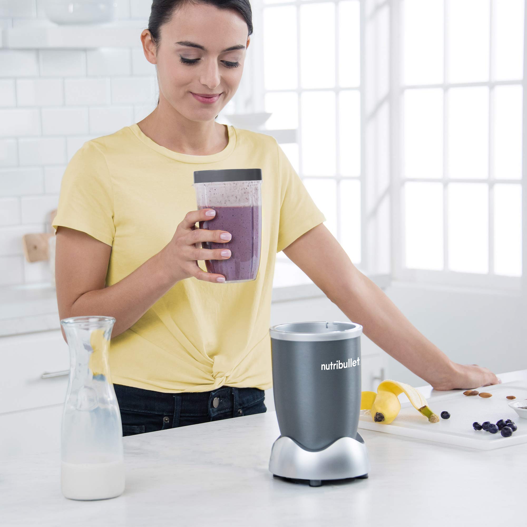 NutriBullet Pro 13 Pcs Onyx Black, 900W and NutriBullet 24 Ounce Tall Cup with Standard Lip Ring