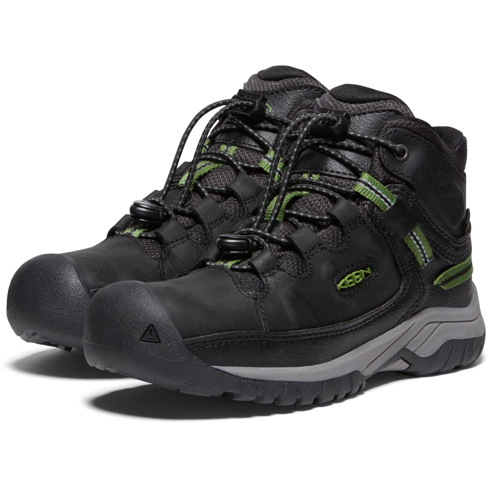 KEEN Kids' Targhee Mid Height Waterproof Hiking Boots, Black/Campsite, 7 Big Kid US
