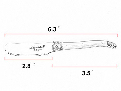 Laguiole By FlyingColors Cheese Knife Butter Spreaders Knife Set. Stainless Steel, White Color Handle, 6 Pieces
