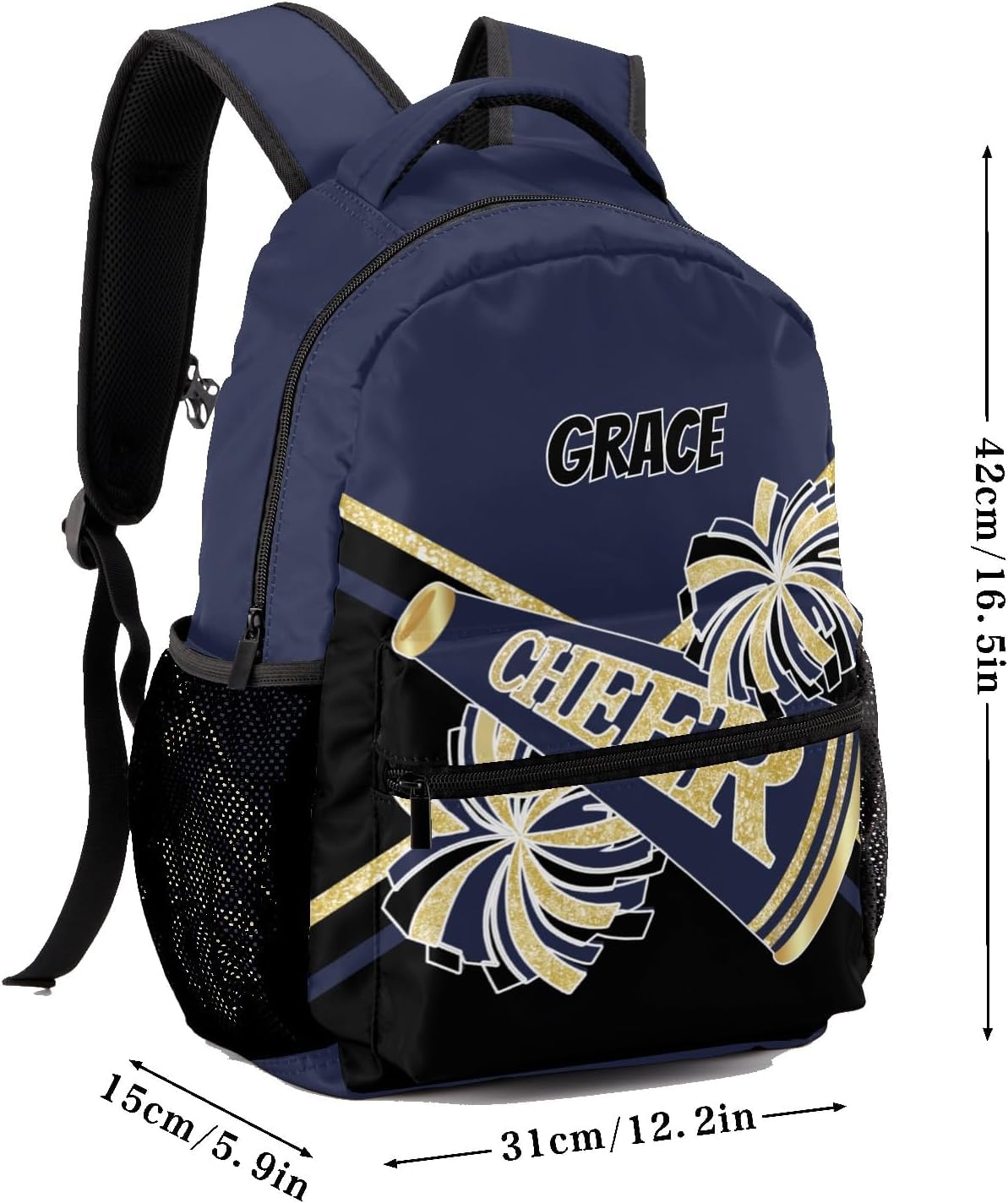 KLiHDSM Cheer Cheerleader Navy Waterproof Backpack Sport Shoulder Bag for Boys Girls