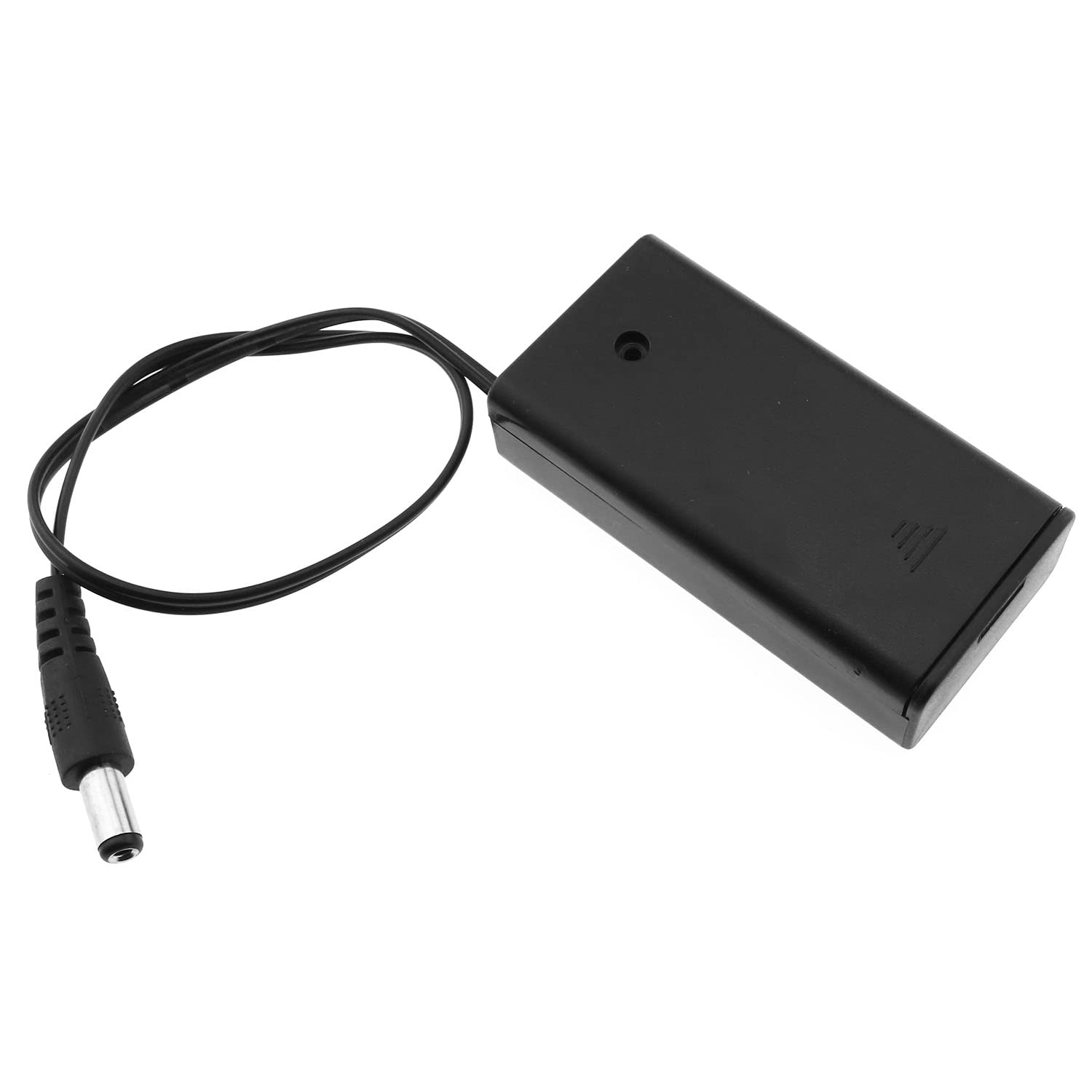 RLECS AA Battery Holder Black 2x1.5V 3V AA Battery Box with DC 5.5x2.1mm Male Connector DIY Battery Holder Battery Packs Case Power Bank Wired ON/Off Switch with Cover