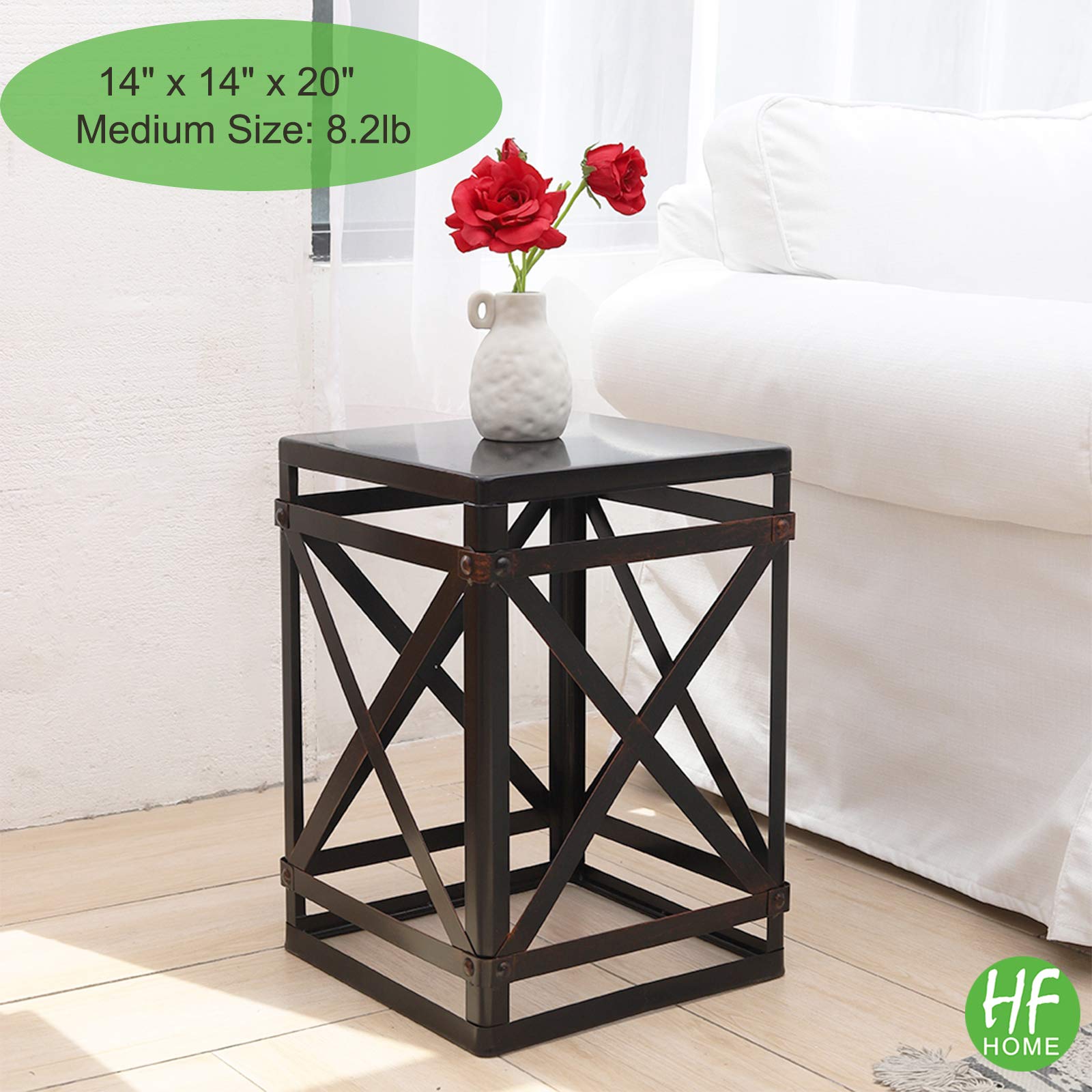 Industrial Set of 3 Cube Nesting Tables Coffee Tables, Stacking End Side Tables Indoor Nightstands Vintage Night Tables for Home Office Decor, Outdoor Garden Stool- Retro Brushed Bronze (Ship from US)