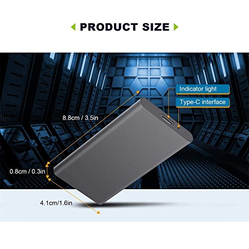POENOWNE External Solid State Drive 2000GB high Speed USB 3.1 Type-C Protable External SSD Protable Hard Drive External SSD Compatible with PC, Laptop, Desktop and Mac (B-Black)