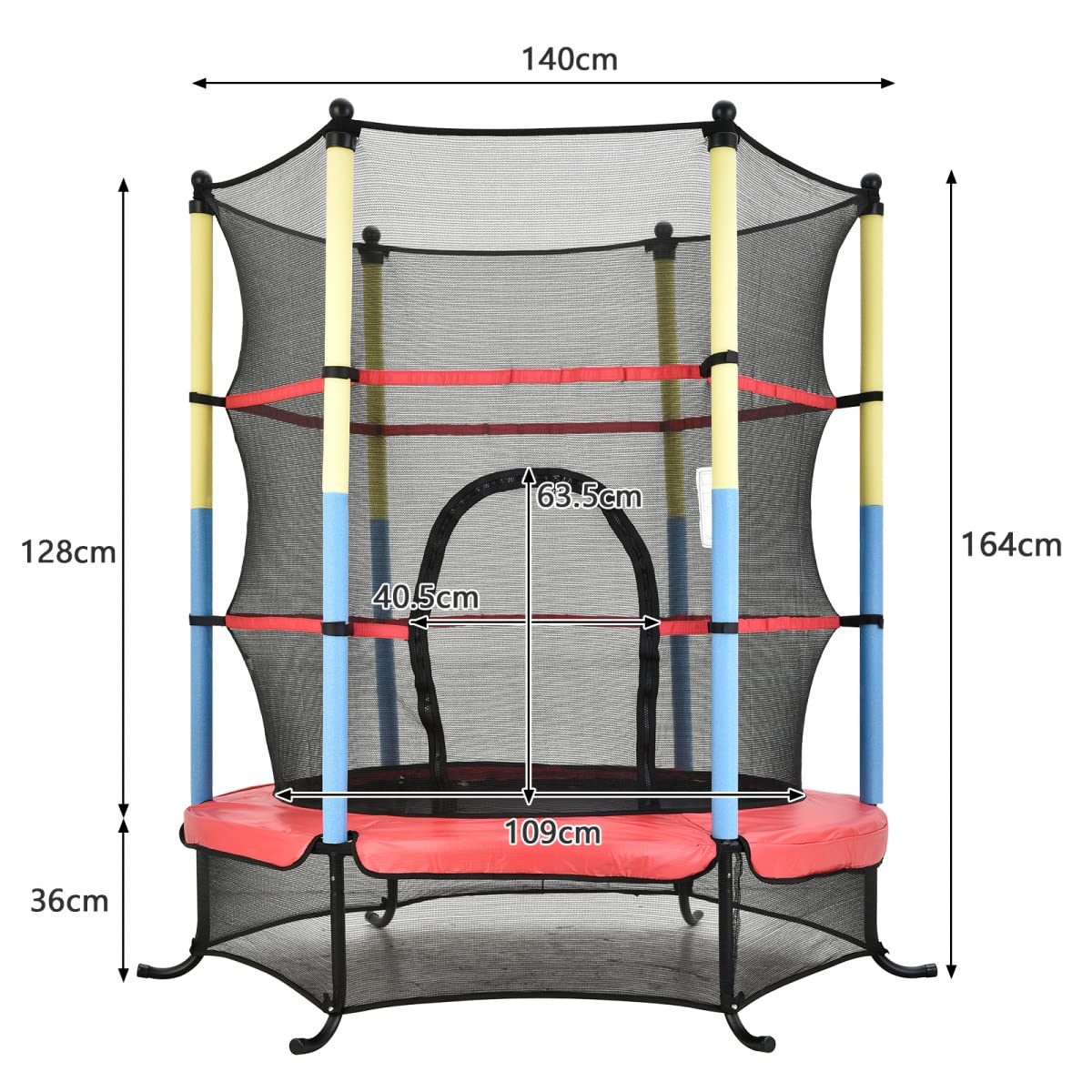 MengK FCH Kinder Trampolin Jumper 140 cm mit gepolsterten Stangen und Sicherheitsnetz