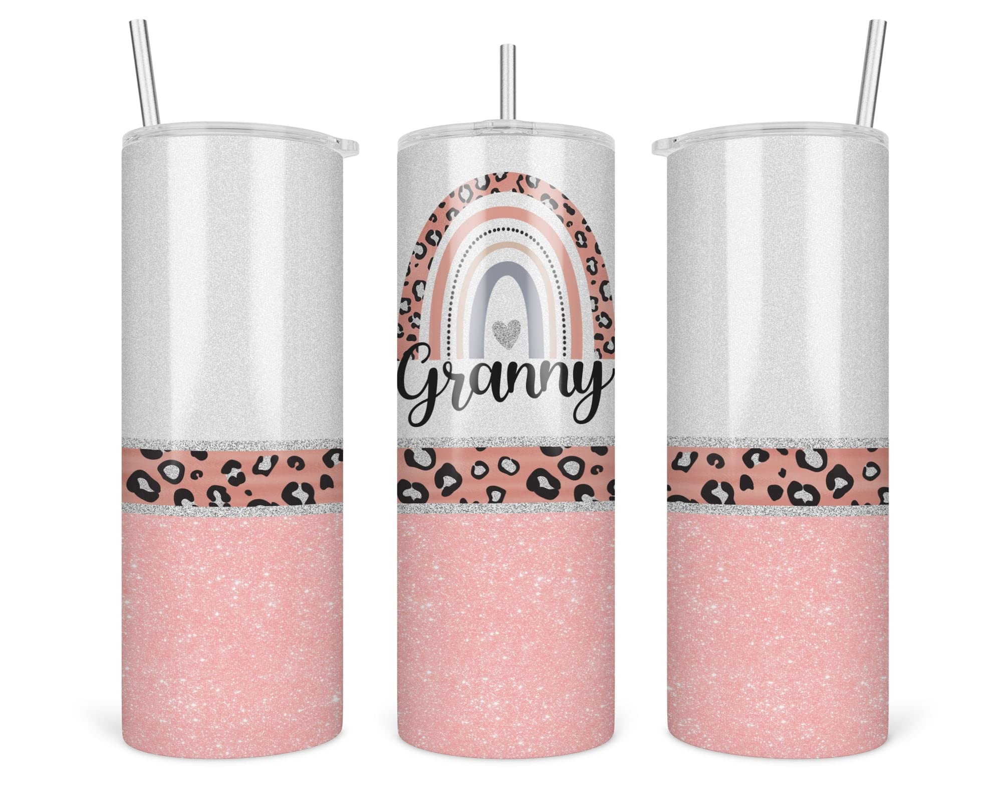 Leopard Granny Tumbler - Granny Rainbow Tumbler - Mothers Day Gifts Granny - Leopard Rainbow Granny Travel Cup - Tumbler With Straw And Lid - 20 Oz - Insulated Stainless Steel