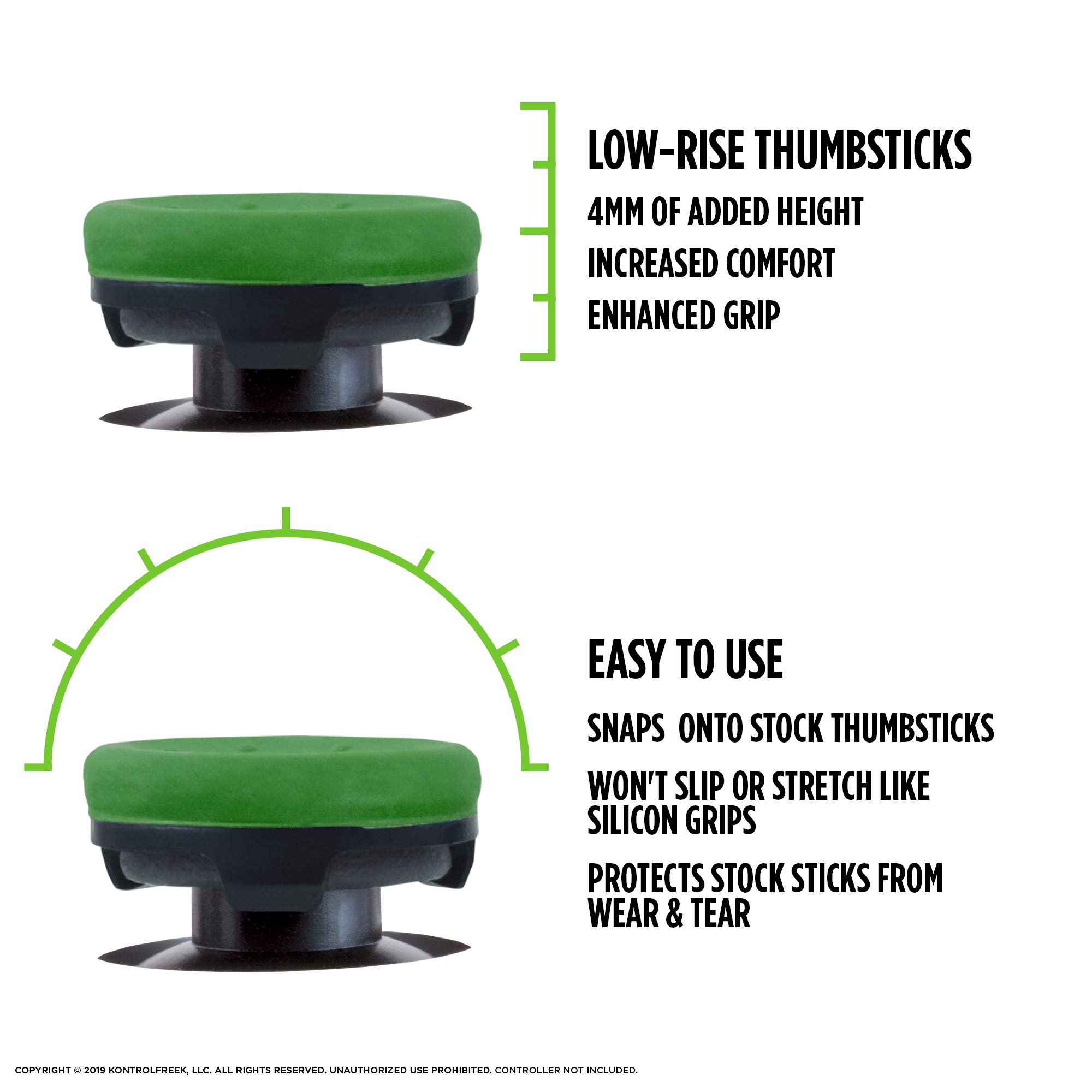 KontrolFreek Alpha for Playstation 4 (PS4) and Playstation 5 (PS5) | Performance Thumbsticks | 2 Low-Rise Concave | Green