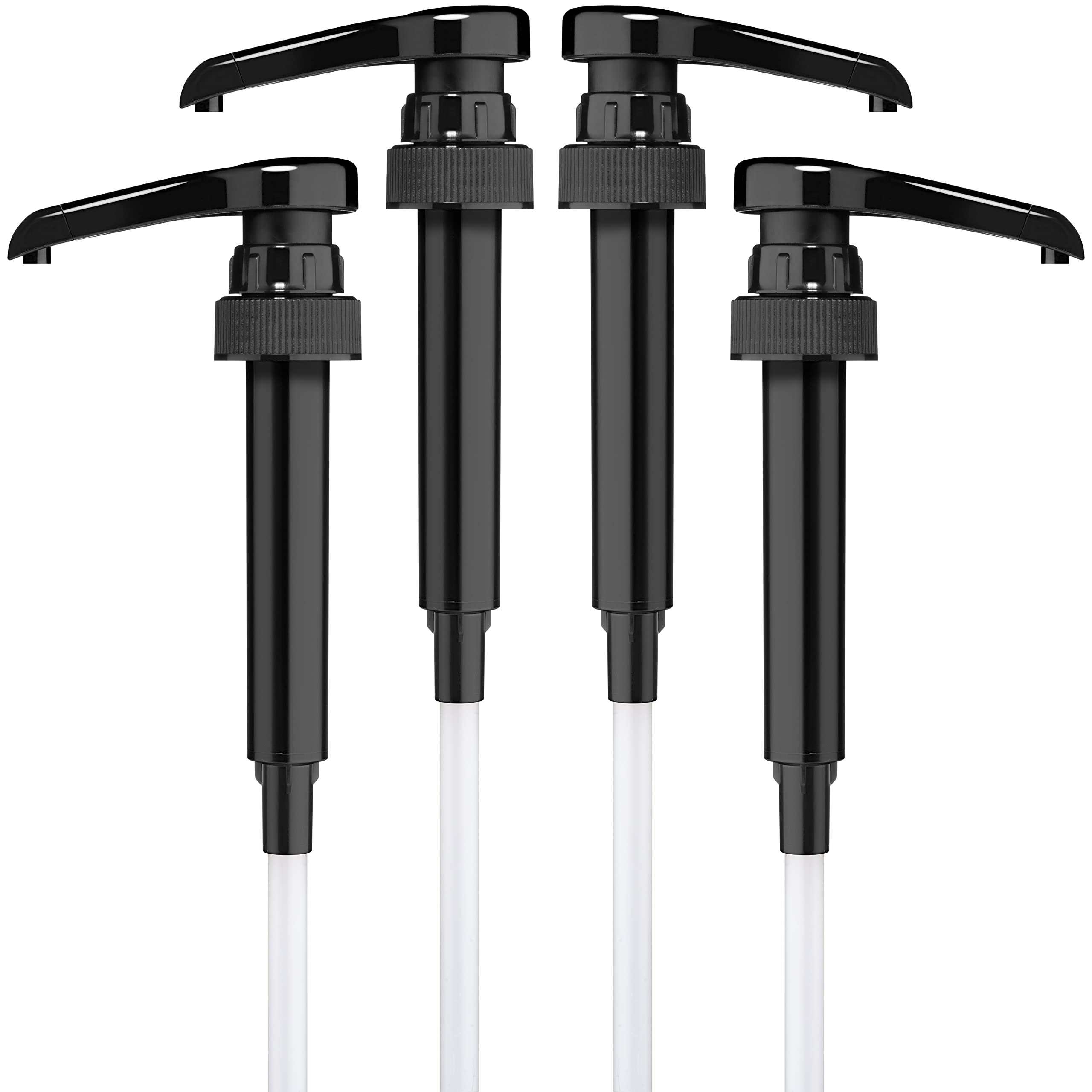 Kitchenware | 4-Pack Black Coffee Syrup Pumps | Fits 750 mL Torani, Davinci, and Jordan Skinny Bottles | Also fits 1L Monin Bottles