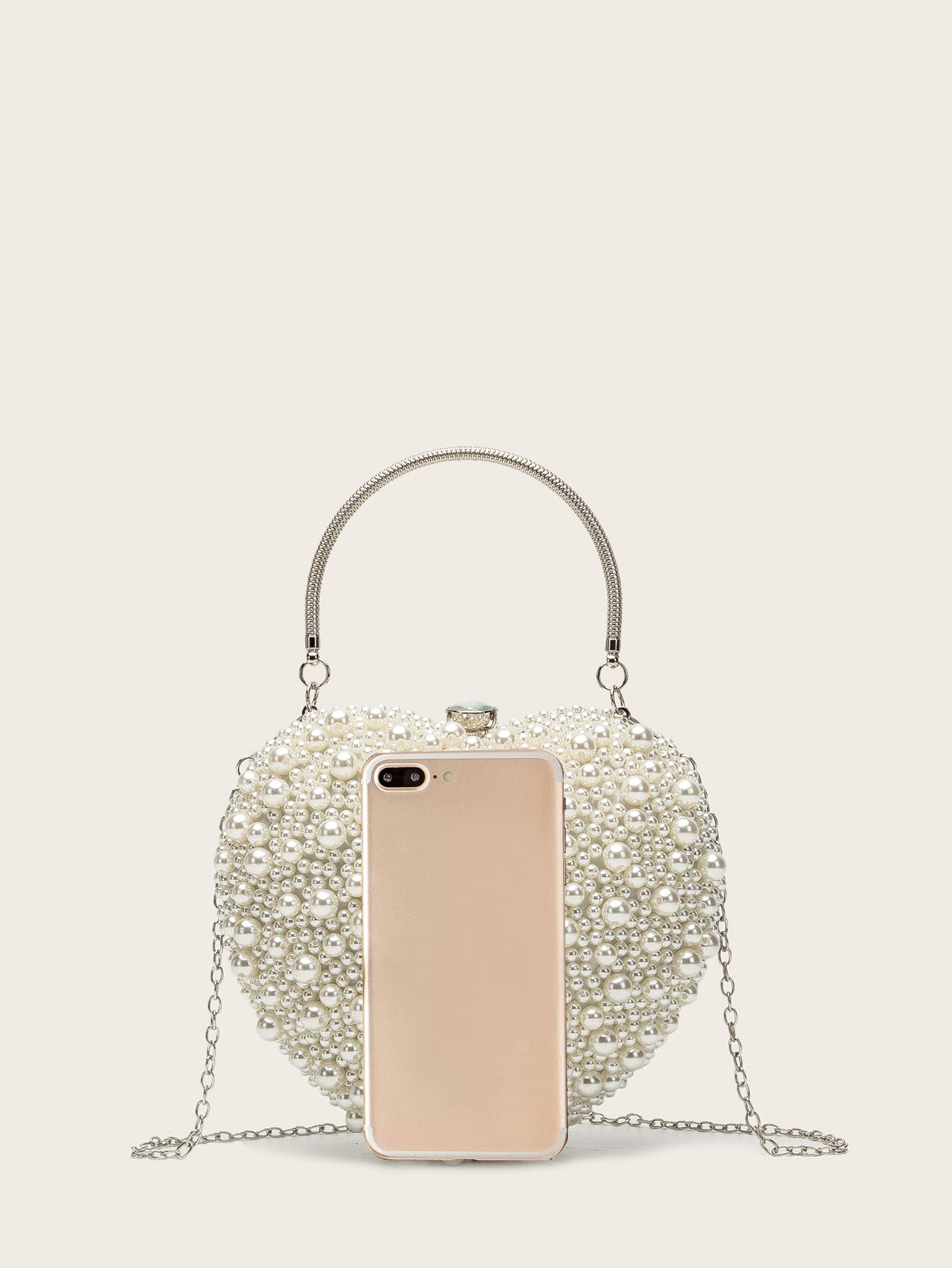 LETODE Pearl Evening Purse Cute Heart Shape Clutch Bags For Women wedding Chain Bag