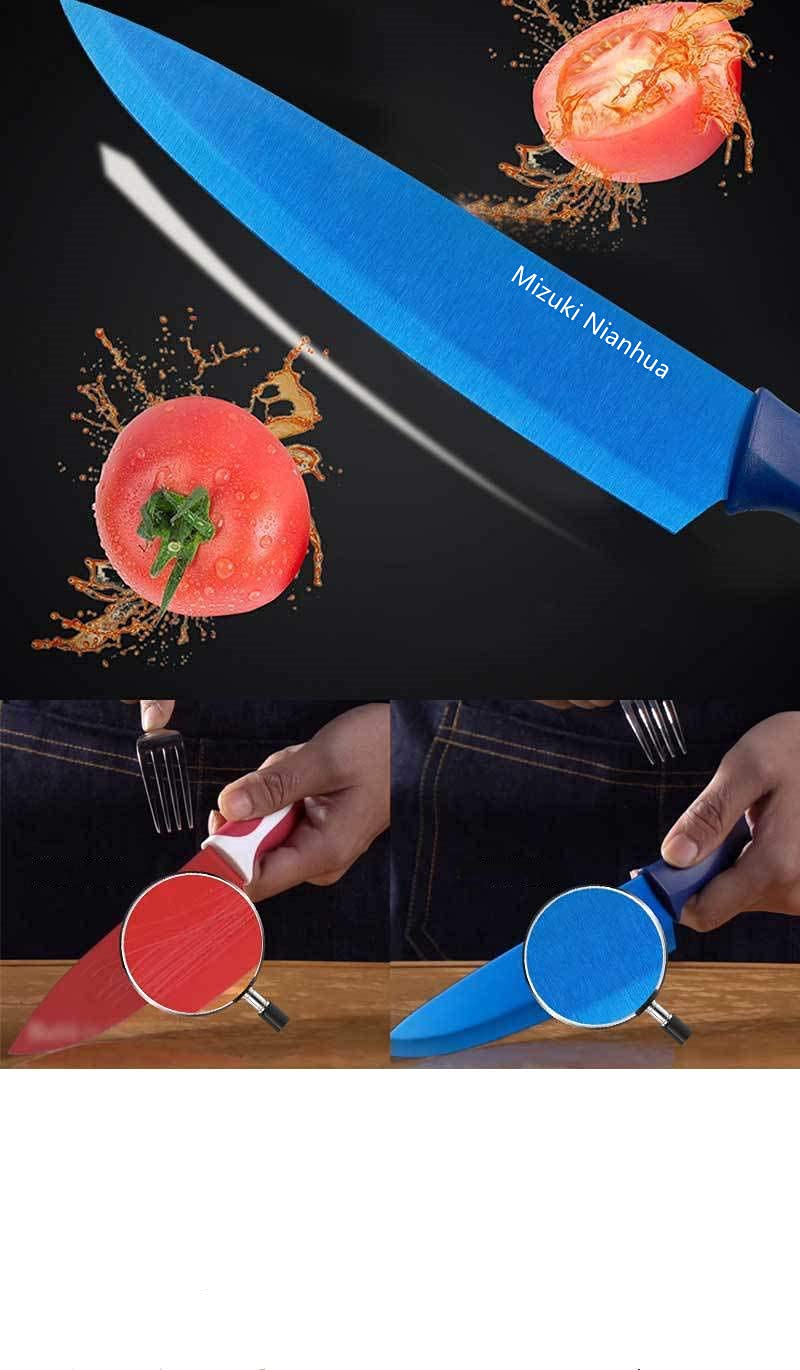 Mizuki Nianhua Knife Set,Blue Kitchen Knife Chef Set, Kitchen Knife Set Stainless Steel, Kitchen Knife Set Dishwasher Safe with Sheathes