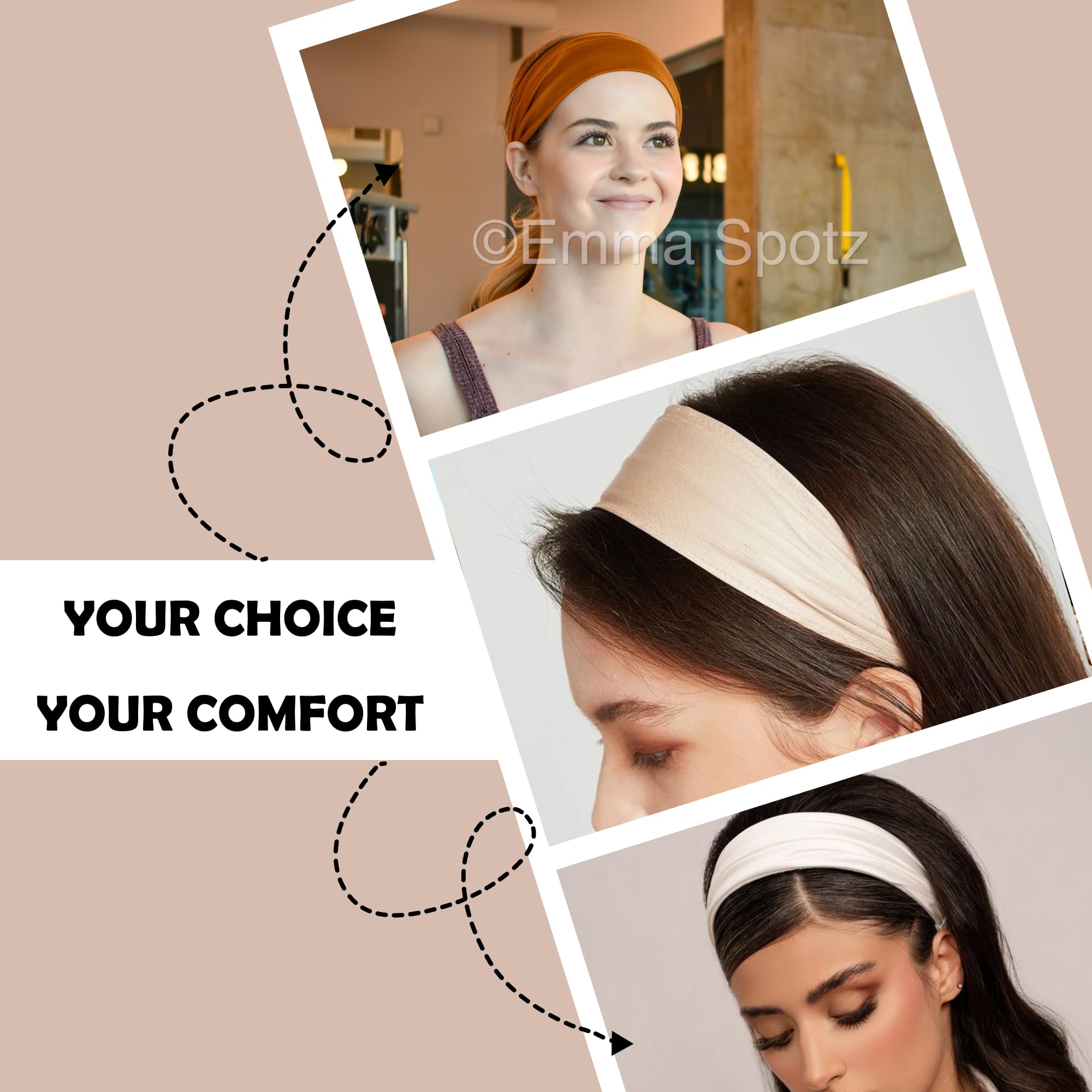 LOTUS78 Women's Headbands Pack - 8 Soft Fabric Hair Bands, Elastic Sweat-Wicking Headbands for Exercise, Trendy Boho Styles