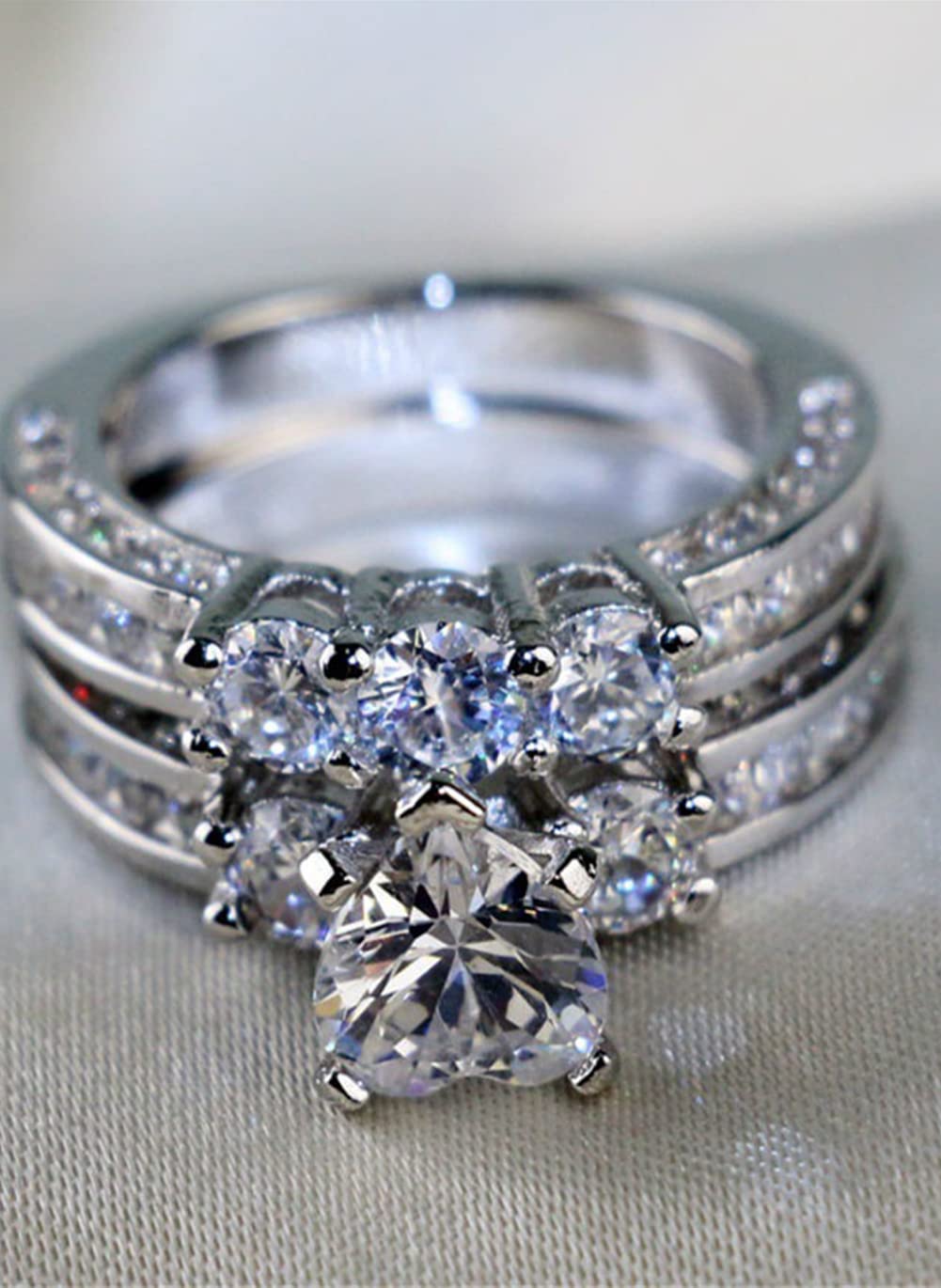 Matching Rings for Couple,Stainless Steel Wedding Bands Sets Promise Rings for Him and Her