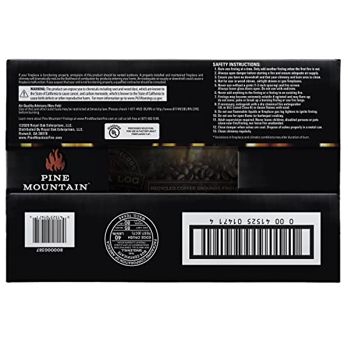 Pine Mountain 4152501471 Java-Log Firelog, 4-Hour Burn Time, Recycled Coffee Grounds, 4 Logs