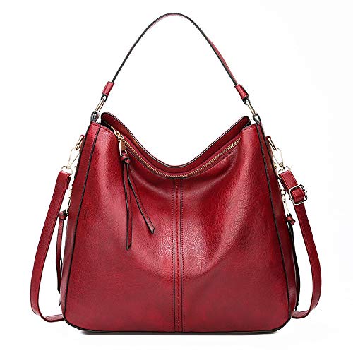MIRRORLET Women’s Long Handle Bag (BROWN RUSSET) with three ZIPPERED POCKETS. Big shoulder bag for working and informal activities. (Environmentally friendly, non-leather from animals’ skin).