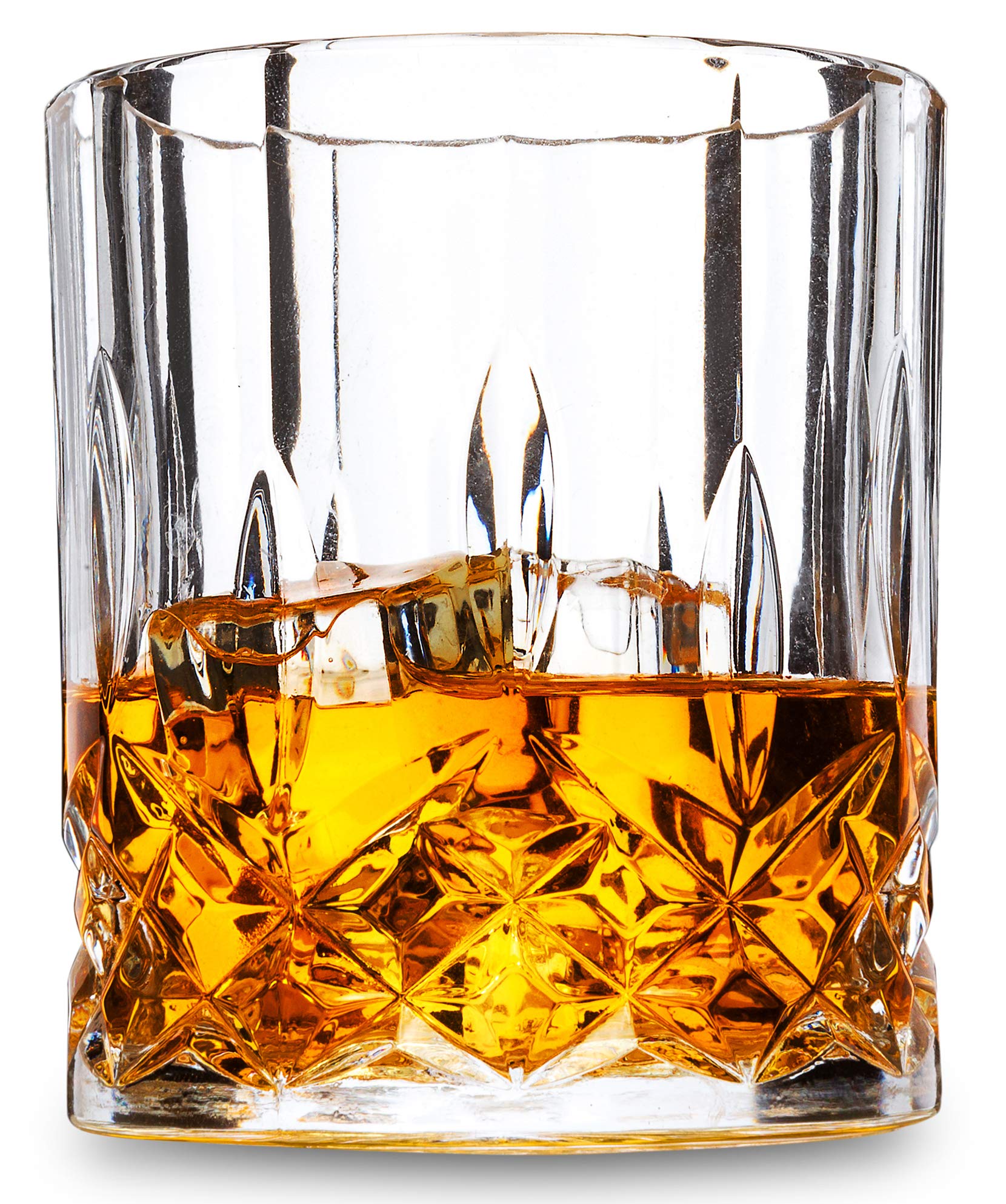 LANFULA Crystal Whiskey Glass, Premium Old Fashioned Glasses Set of 4 In Gift Box. Rocks Tumbler for Drinking Scotch Bourbon Cocktail Whisky 10oz