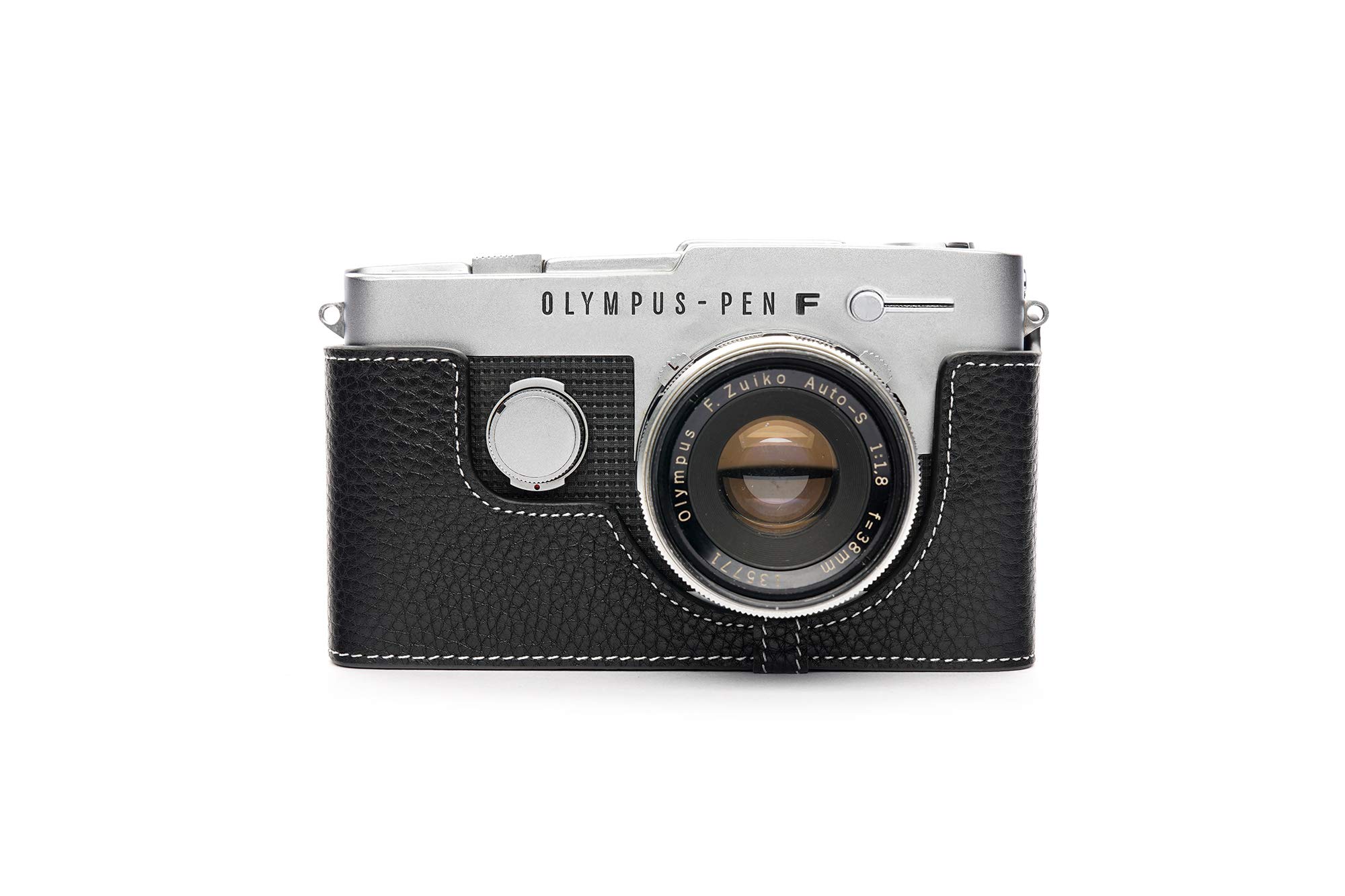 Handmade Genuine Real Leather Half Camera Case Bag Cover for Olympus Pen FT Film Camera Black Color