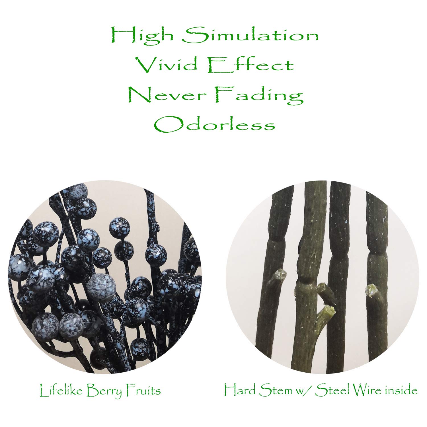 JD ARTIFICIAL PLANTS 4pcs 41" Long Stem Blue Berry Branches Tree Twigs for Home Decor Tall Vase Housewarming Gift Office Restaurant Wedding Garden Patio Photography Props(Dark Blue)