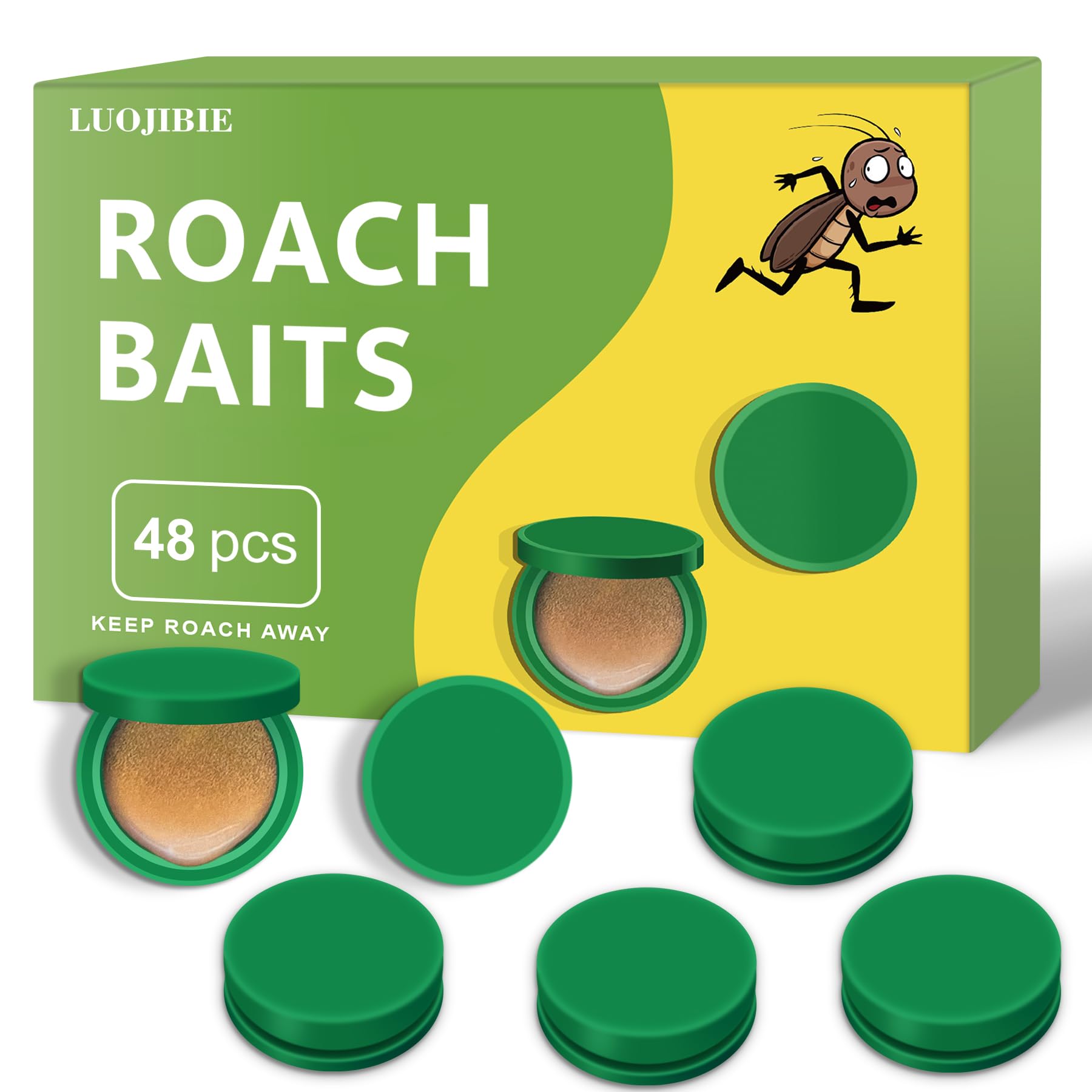 Roach Bait Stations, Natural Cockroach Repellent, Roach Traps Indoor/Outdoor Use, Roach Killer Indoor Infestation for Small & Large Roaches-24P