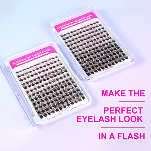 Lash Clusters 144pcs CAELYMINE DIY Lash Extension for Beginners, D Curl Cluster Lashes Soft Lash Extension Clusters 3D Cosplay Eyelash Cluster Extensions Reusable(CDD01)