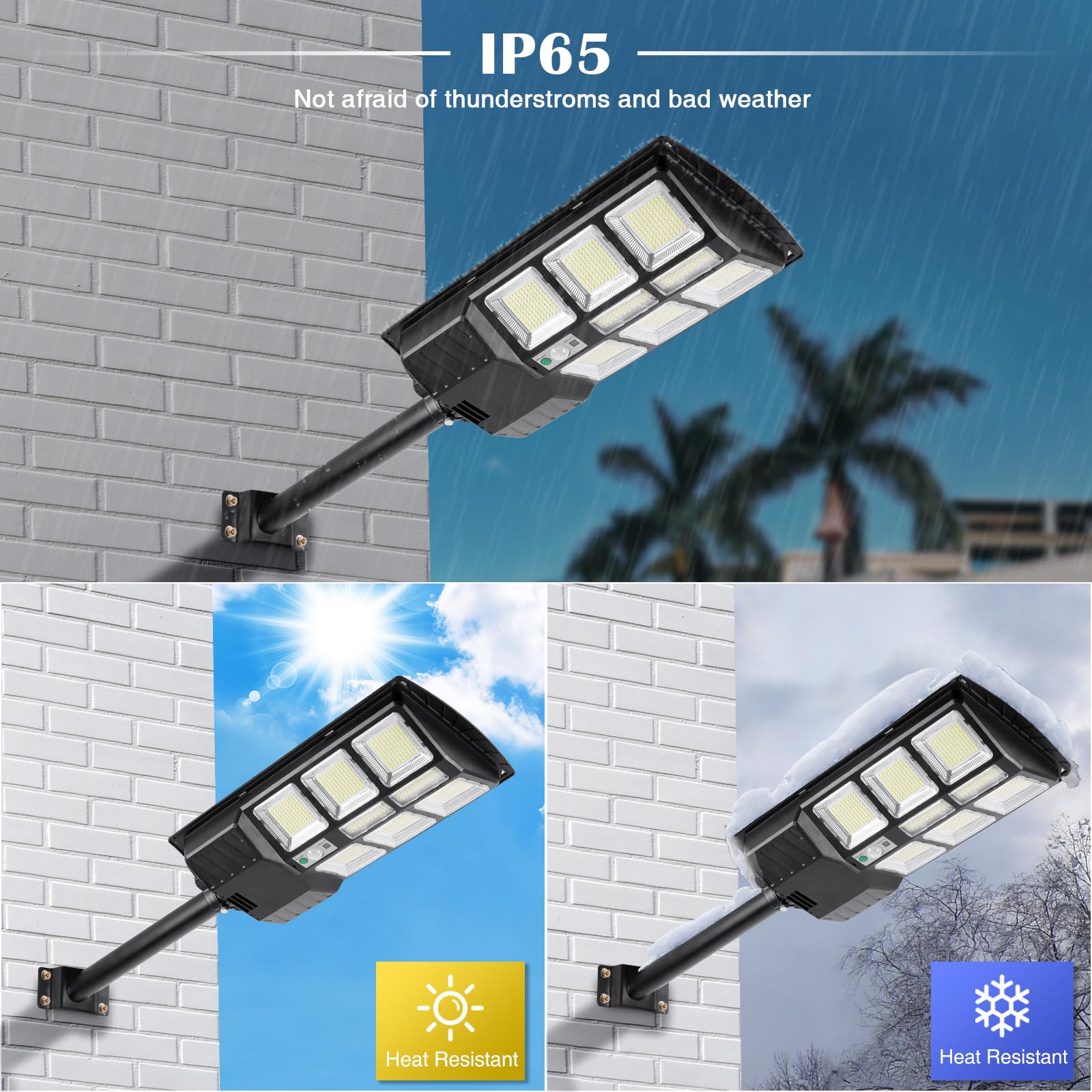 ZJOJO 800W Solar Street Light Outdoor Waterproof, 15000LM 728 LEDs Solar Lights for Outside Dusk to Dawn, 6500K LED Parking Lot Light Solar Powered Security Flood Lights with Motion Sensor (1 Pack)