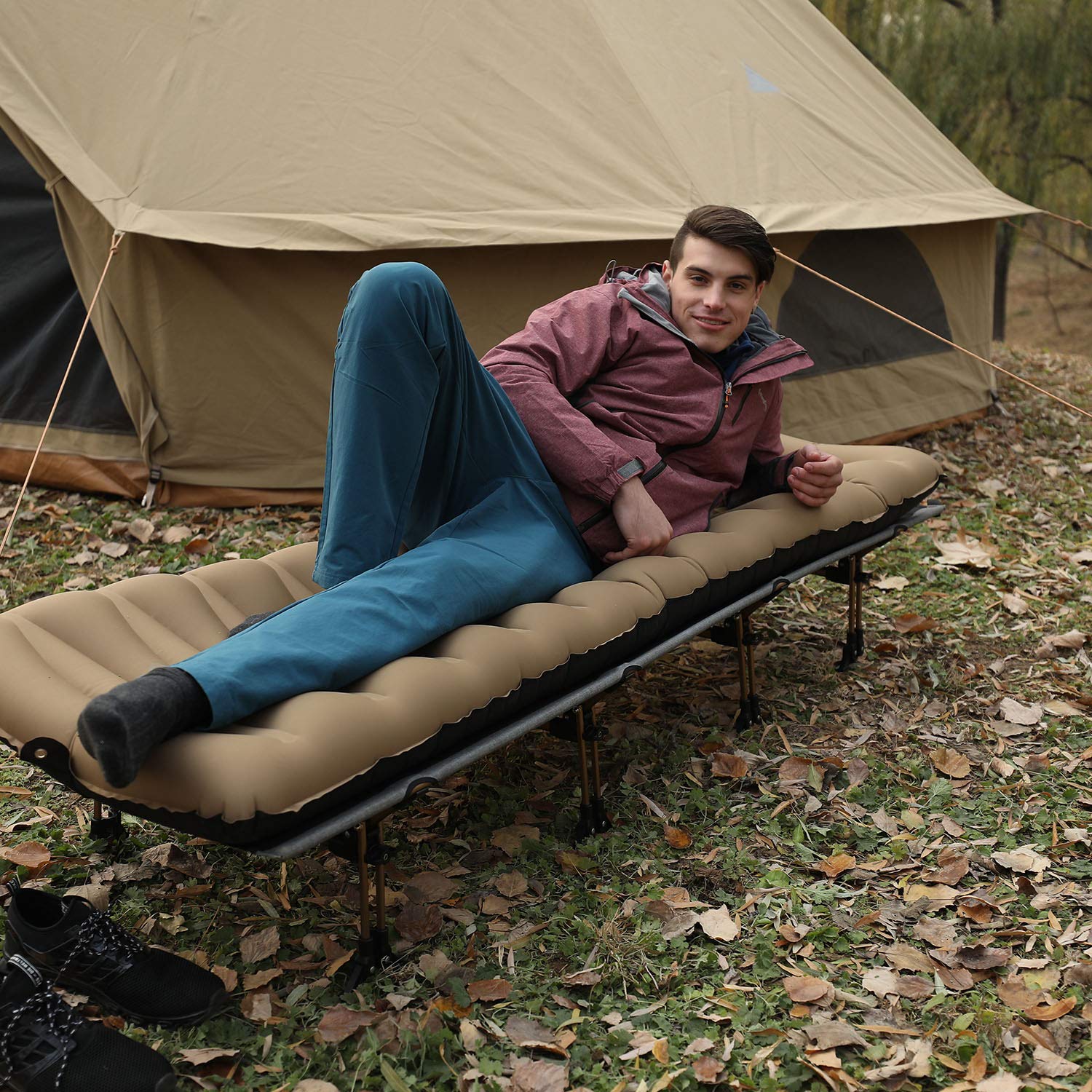 KingCamp Double Camping Mattress Lager Szie Anti-Rollover Camping Air Mattress with Excellent Back Support 3.9" Thick Comfortable Ultralight for Travel Backpacking Camping Hiking