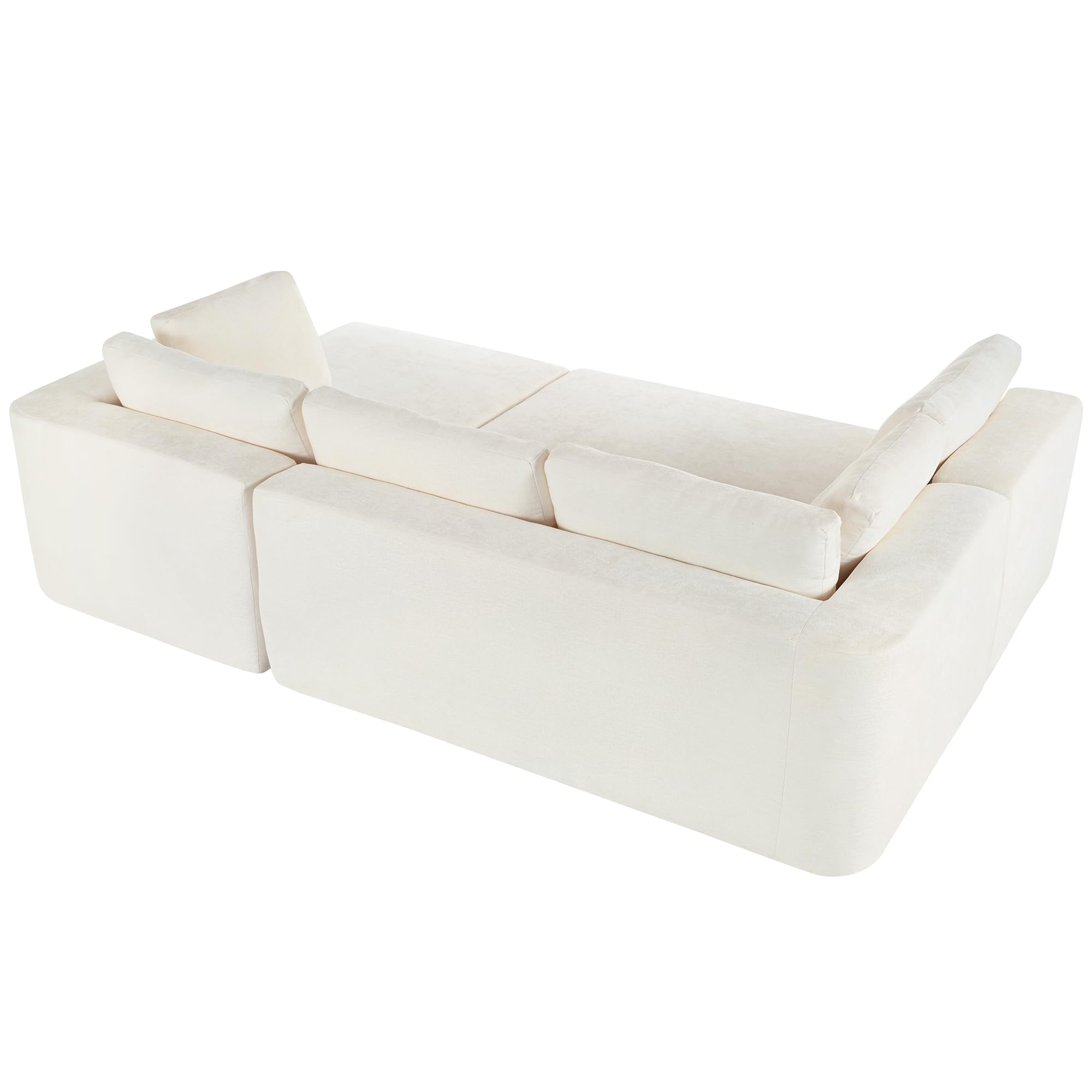 Yogald 135.6ββ L-Shaped 4 Seats Sectional Cloud Sofa with 2 Chaise Lounges, Minimalist Style Oversized Modular Sofa, Comfy Upholstered Luxury Floor Couch Set, for Living Room Office Apartment (Beige)