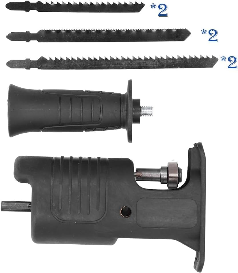 QINALO Electric Drill Reciprocating Saw Adapter, Electric Reciprocating Saw Accessory Kit with Wireless Adapter Kit and Ergonomic Black Handle, Portable Electric Jig Saw for Wood and Metal Cutting