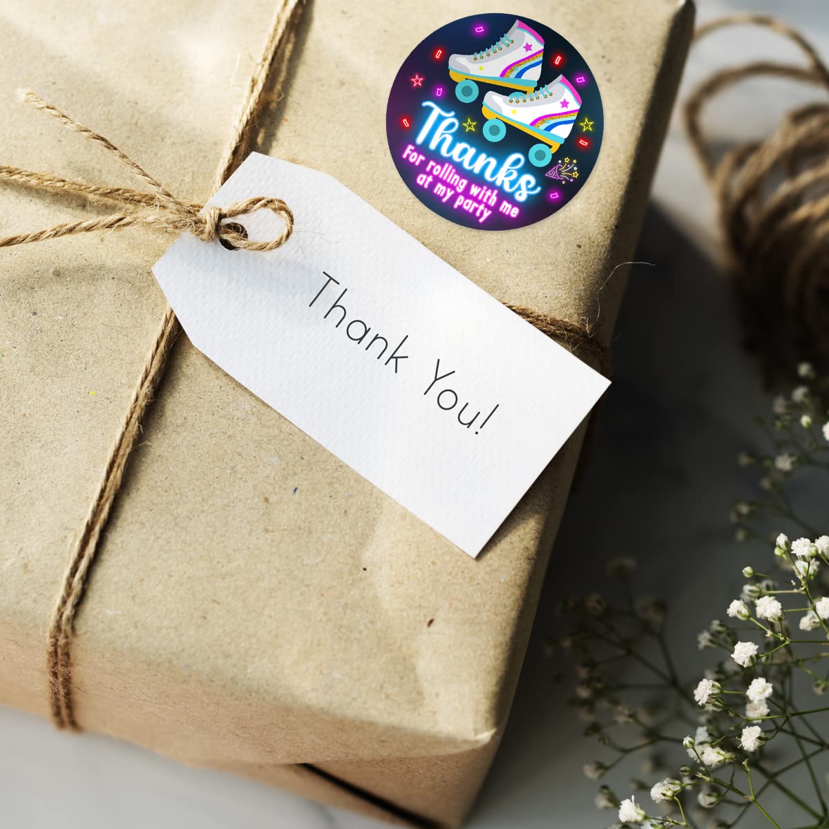Roller Skating Party Thank You Sticker Labels, 2" Party Circle Stickers, Great for Party Favors, Envelope Seals & Goodie Bags(54 Count)