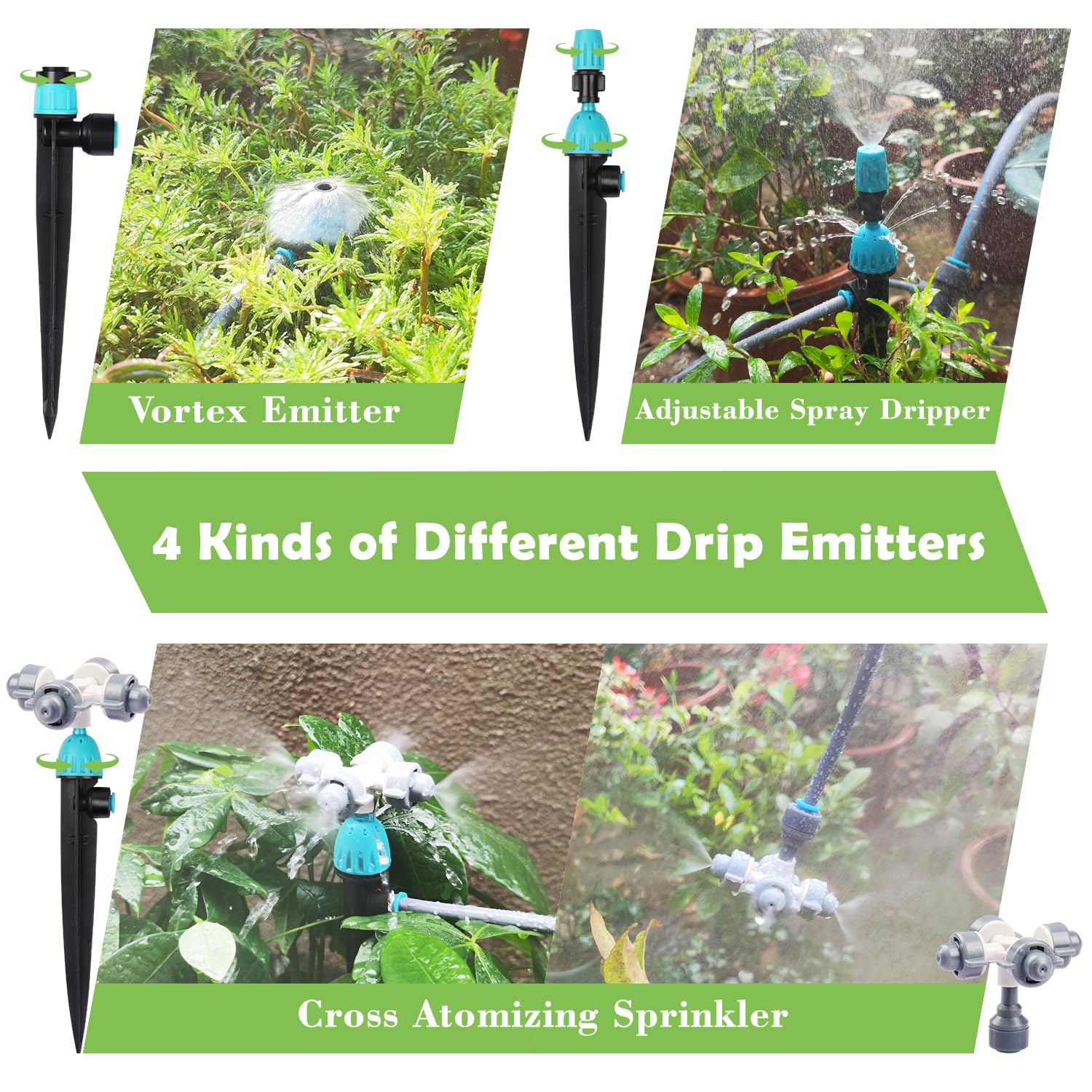 Onarway Garden Drip Irrigation System: Raised Garden Bed Drip Irrigation Kit with Quick Connectors - Greenhouse Micro Misting Watering System for Plants - Instant Easy Install