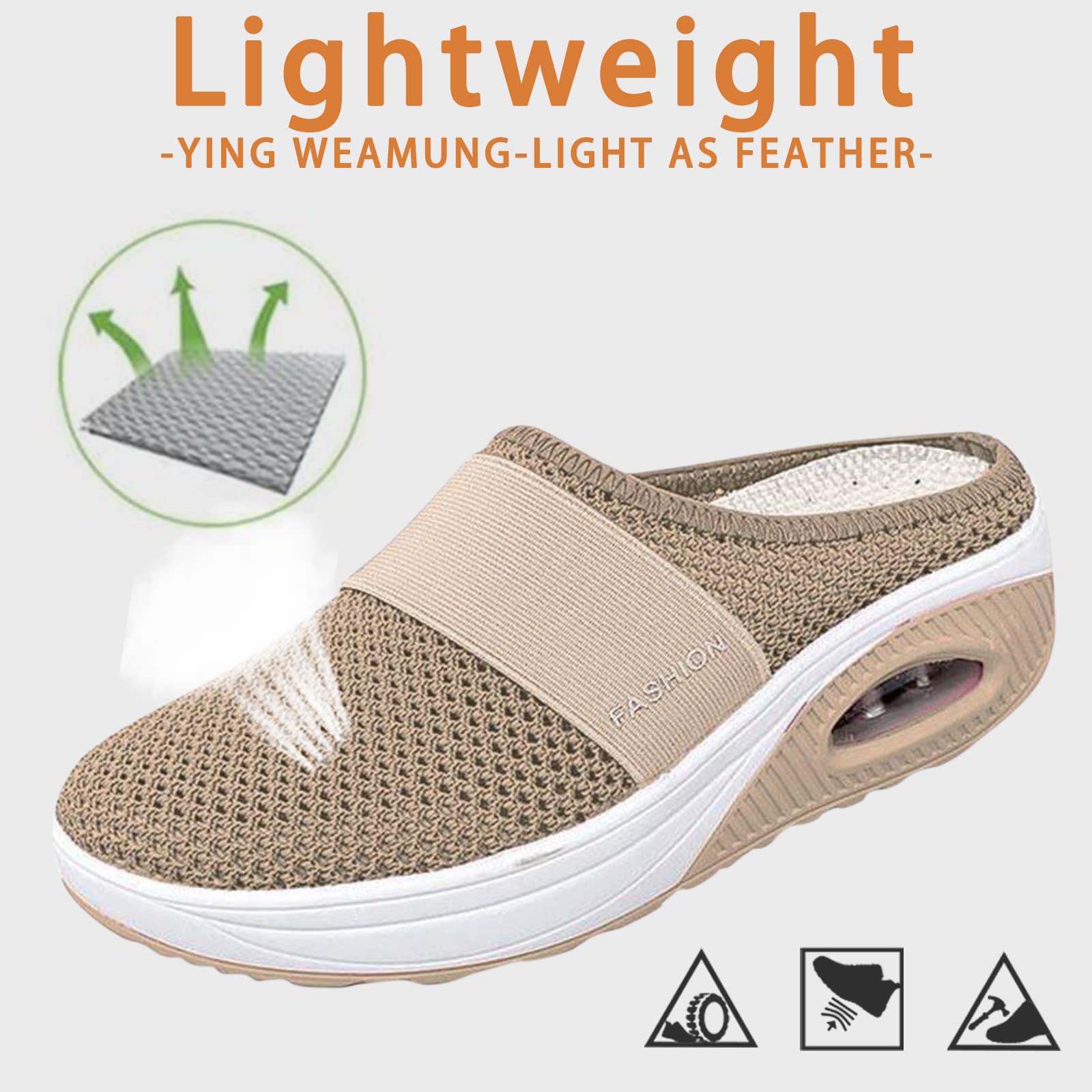 JWSVBF Wide Width Sneakers Sandals for Women, Mesh Slingback Breathable Casual Wedges Thick Sole Slipper, Fashion Sandals Women Comfortable Closed Toe, Non-Slip Fitness Running Sports Shoes