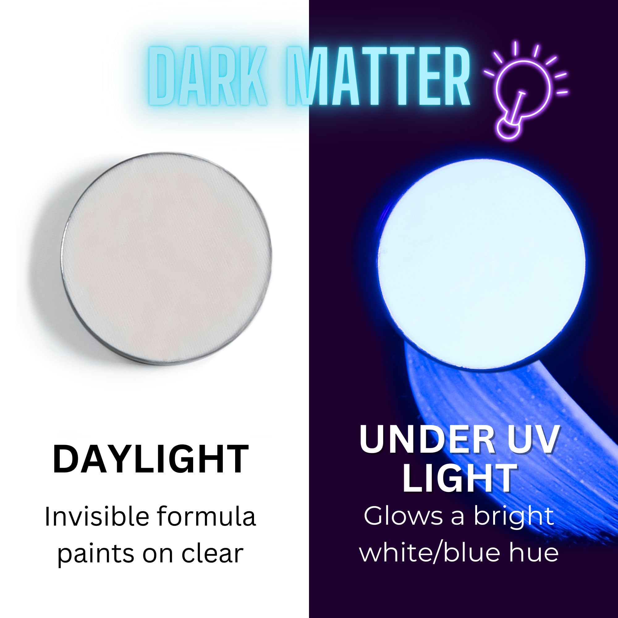Mehron Paradise FX Neon UV Glow Colors | Professional Water Activated Black Light Reactive Paint | Raves, Costumes, Halloween, & Cosplay FX | Refill .25 oz (7 g) (Dark Matter – Neon Clear/Blue UV)
