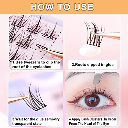 Lash Clusters 120 Cluster Lashes 11-13mm Wispy Individual Lashes Extensions Transparent Root Natural Look Lashes D Curl DIY Eyelash Extension at Home by XUANZILI (11-13mm(120 Clusters), D-0.07)