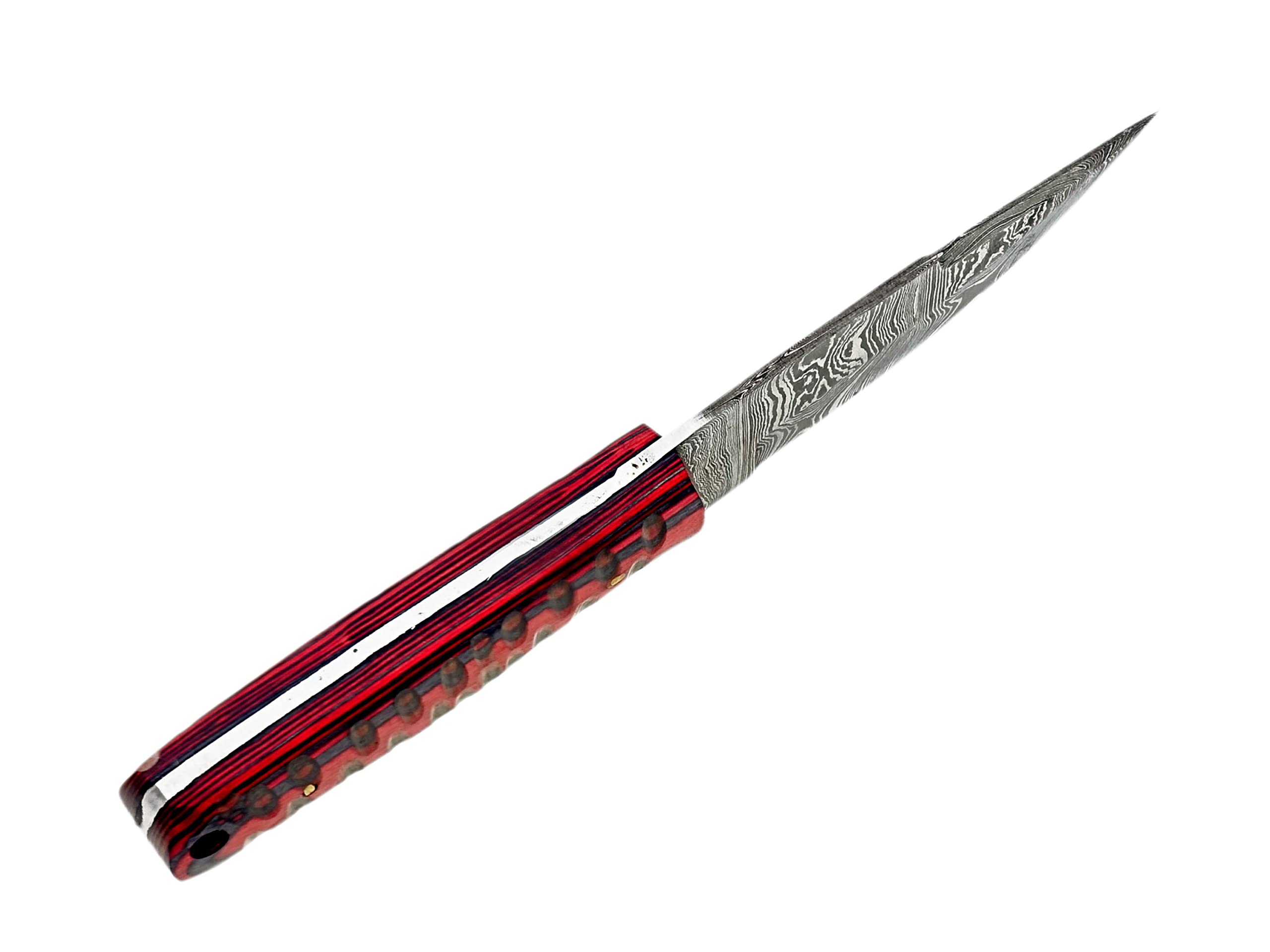 ONEHOPE BLADES Handmade Damascus Steel Skinner With Leather Sheath, 8 inches Fixed Blade Survival Hand Forged Hunting Camping & Skinning Knife