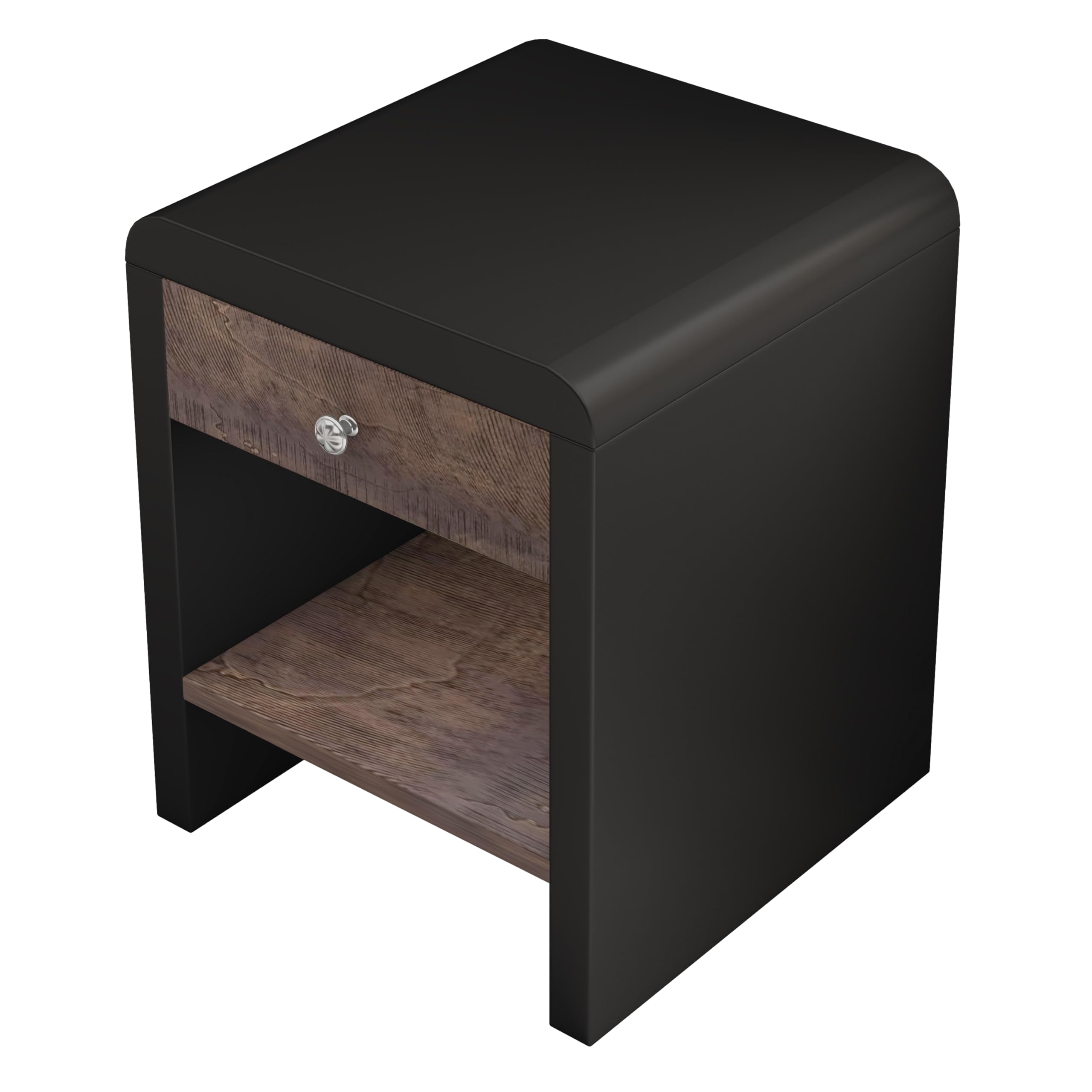 HESIEU Mid-Century Modern Nightstand with Single Drawer and Open Storage Side Table Sofa Table End Table Wood Finish for Bedroom Living Room Office