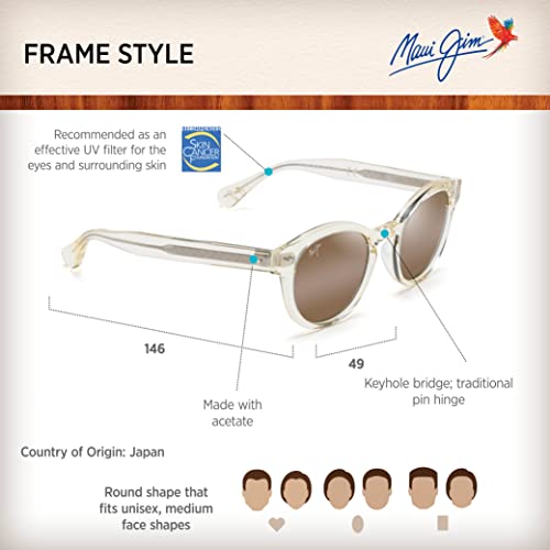 Maui Jim Men's and Women's Joy Ride Polarized Classic Sunglasses, Vintage Crystal/HCL® Bronze, Medium