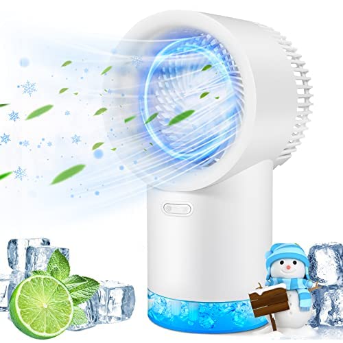 Mini Personal Air Cooler, Portable 3 Speed Evaporative Air-Cooler, Small Personal Air Conditioner with LED Light for Room, Bedroom, Office & Kitchen