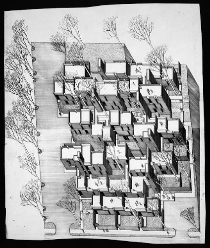 INFINITE PHOTOGRAPHS Photo: Married Students Housing, Yale University, New Haven, CT, Isometric Rendering, 1960 Size: 8