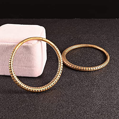 Maxbott 2 PCS Stainless Steel Retro Circle Ear Hanger Weights for Stretched Ears Gauges Plugs Body Piercing Jewelry (6G (4mm), Gold)