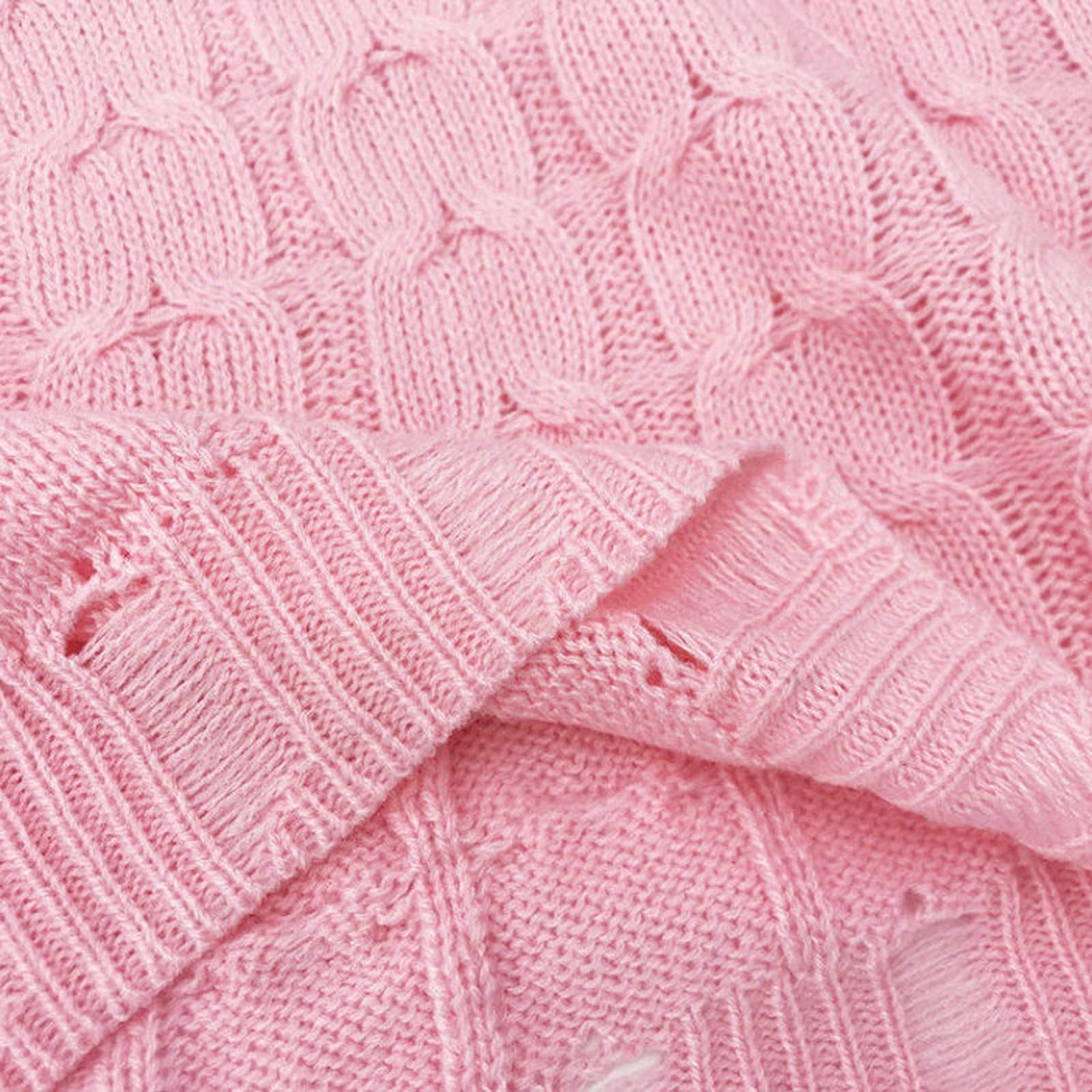 Keepfit Women Knitted Sweater Dress Round Neck Long Sleeve Solid Wrap Mini Dress Pink