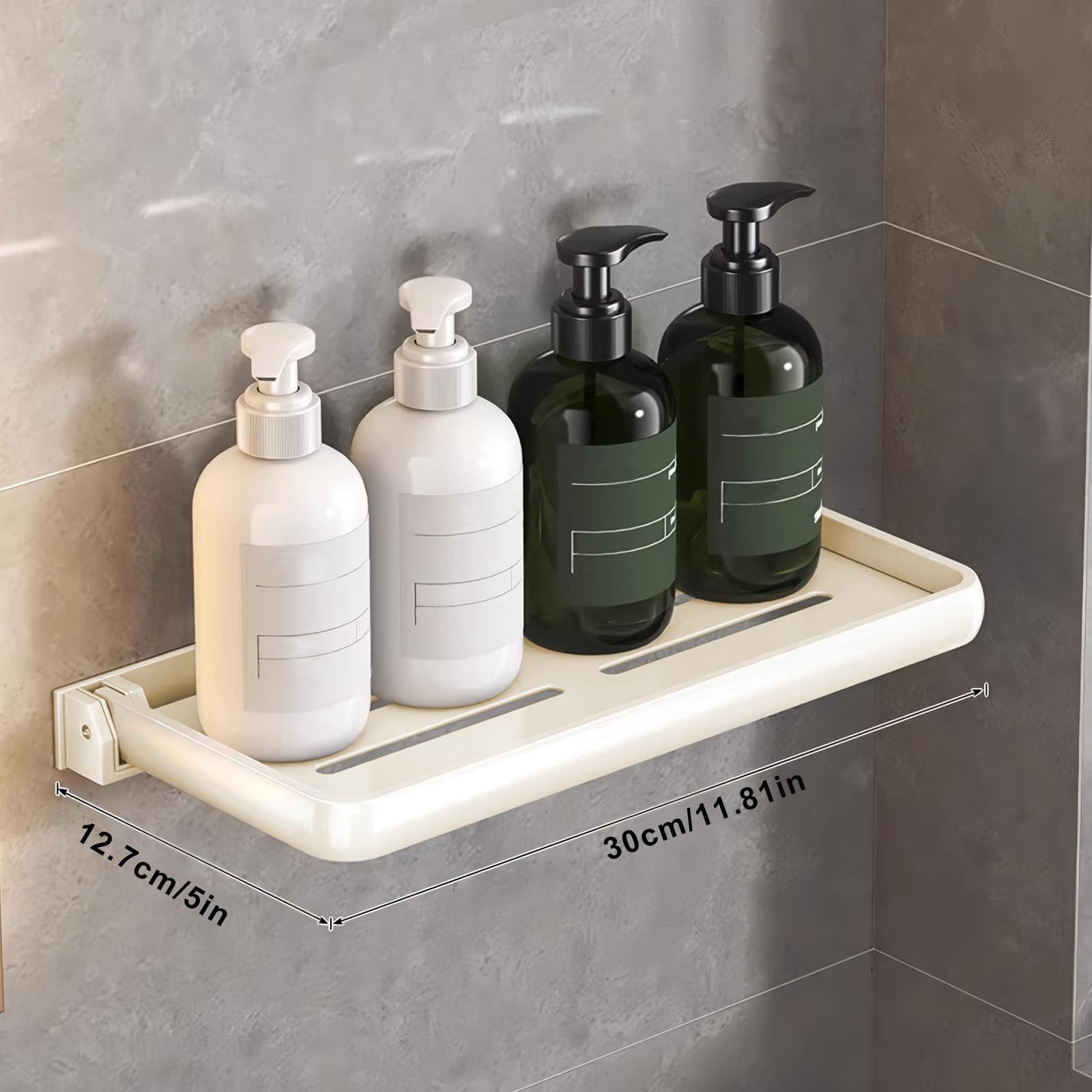 QruiLanTu 2Pack Bathroom Shelves Wall Mounted Aluminum Foldable Shelf 12inch Floating Shelves Set for Bedroom Living Room Kitchen RV Shelf (White)